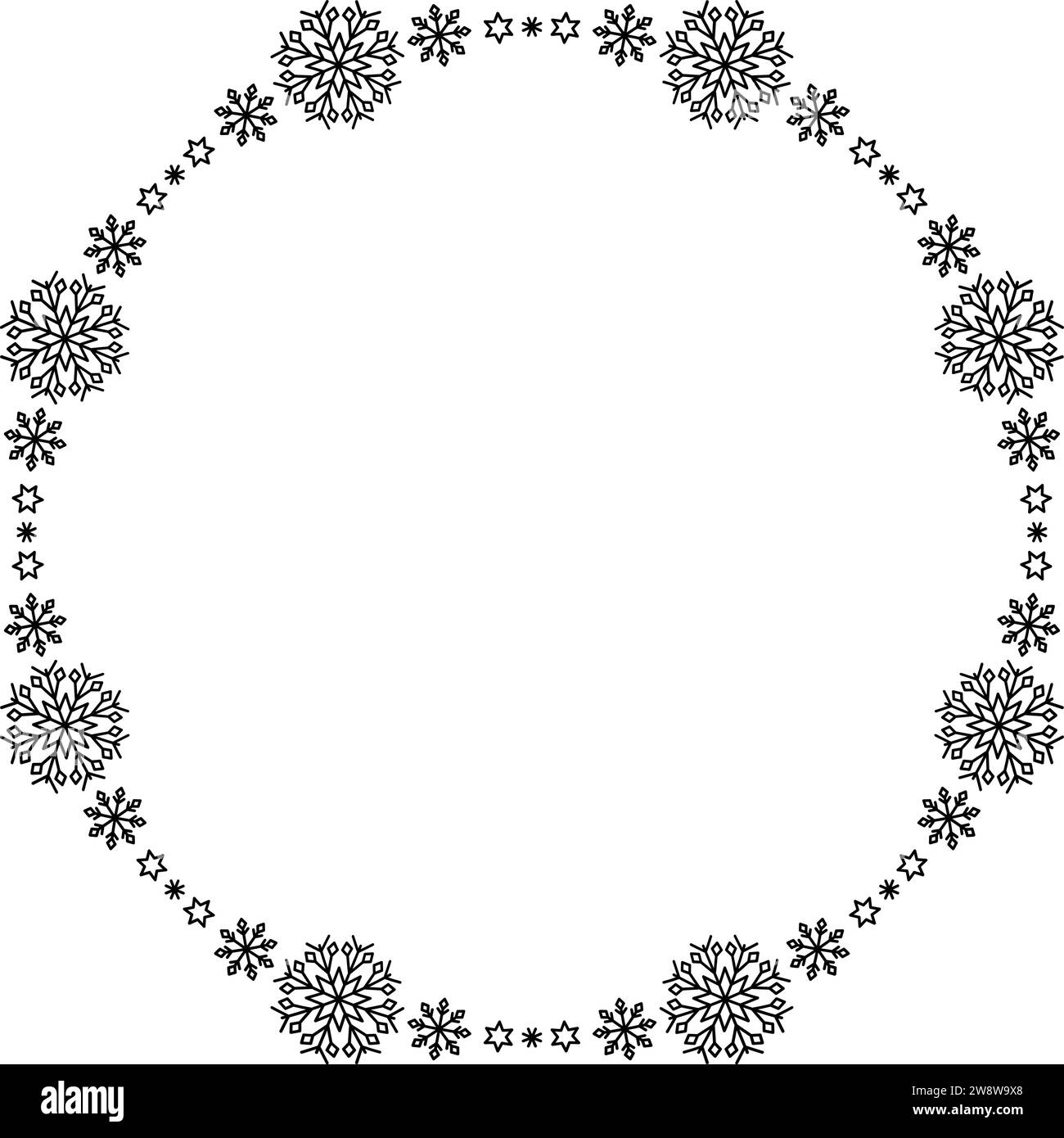 Snowflake circle frame. Winter snowflake round border Stock Vector ...