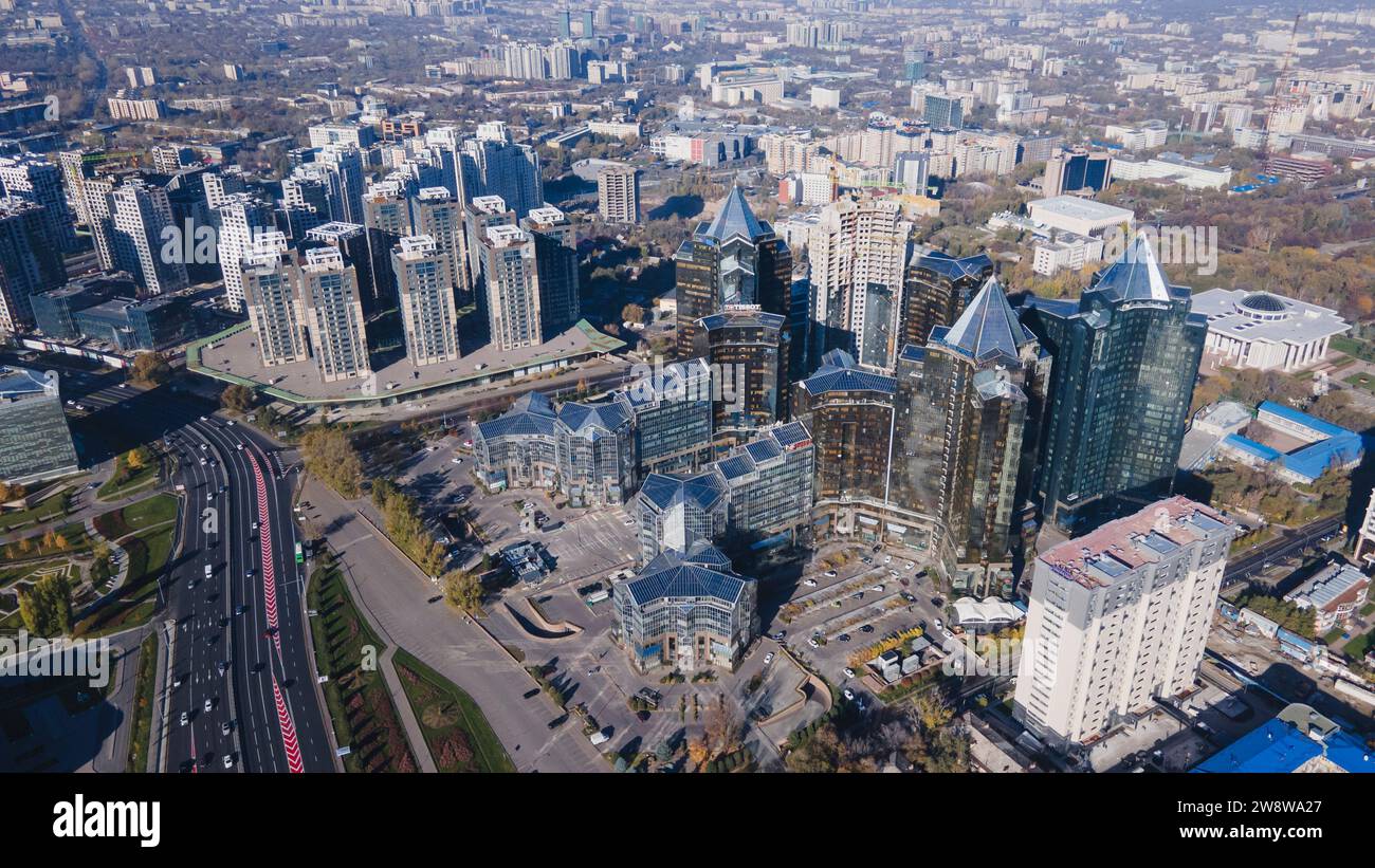 Almaty, Kazakhstan - November 01, 2023: Business district of the city ...