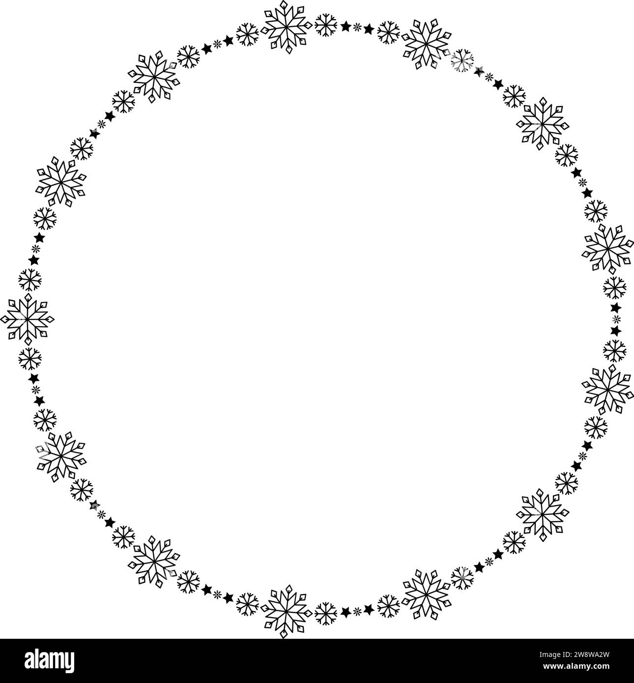 Snowflake circle frame. Winter snowflake round border Stock Vector ...
