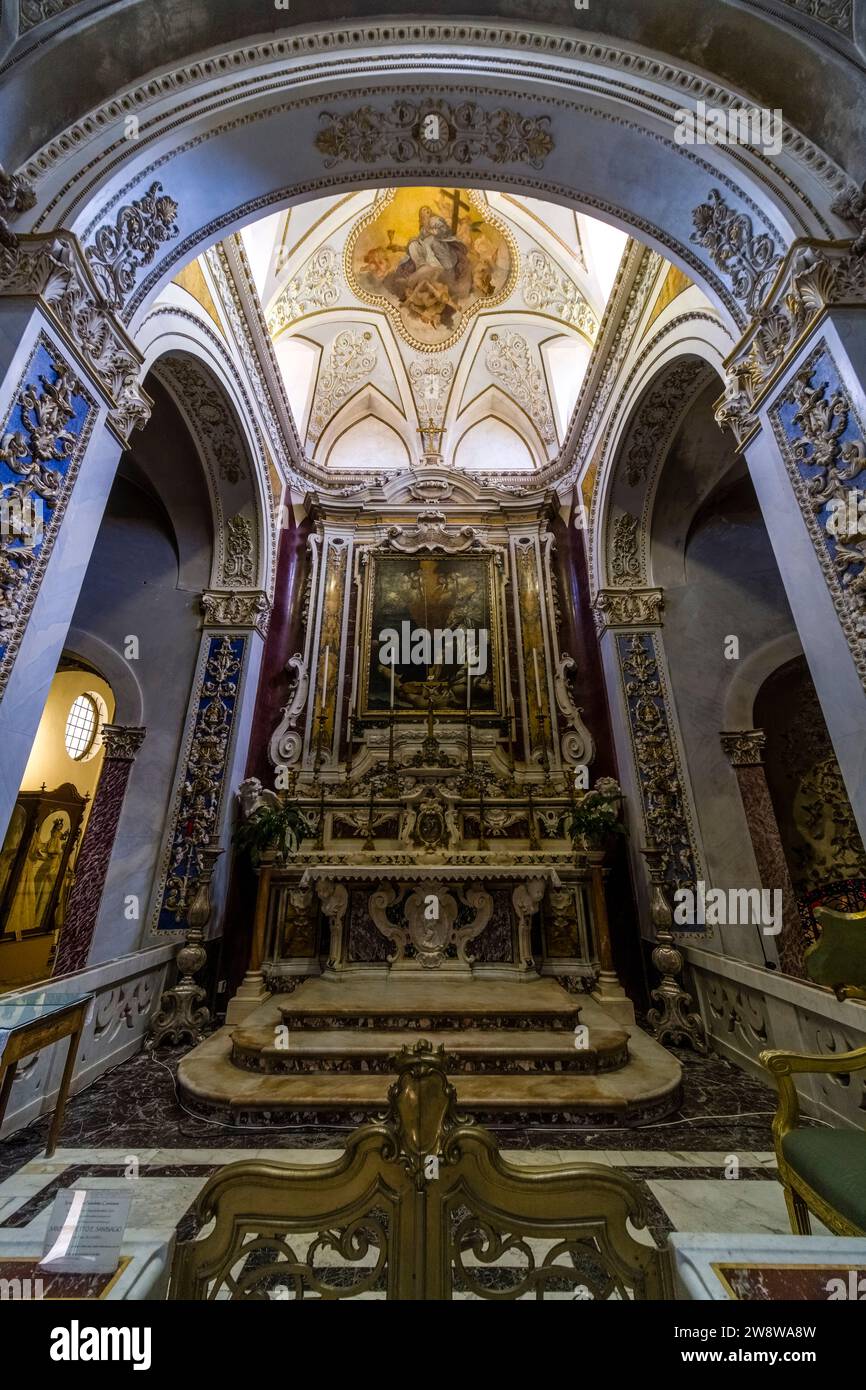 Altar, interior design and paintings inside the monastery of San ...