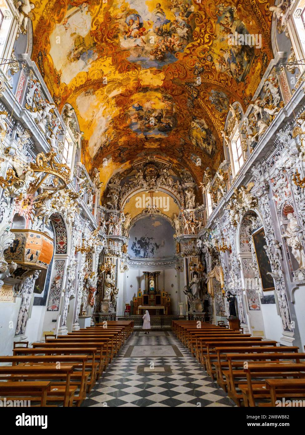 Nave of the splendid baroque church of San Francesco d’Assisi in Mazara ...