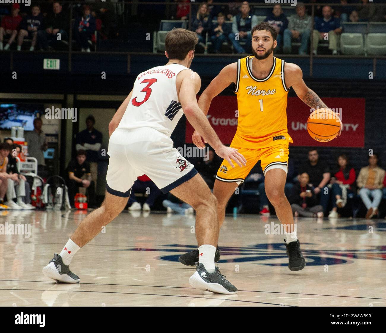 December 21 2023 Moraga, CA U.S.A. Northern Kentucky guard Trey Robinson (1)looks to pass the ...