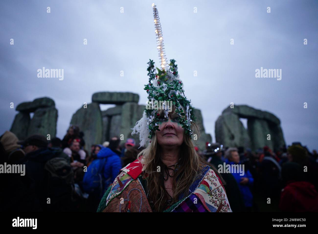 People take part in the winter solstice celebrations at the Stonehenge ...