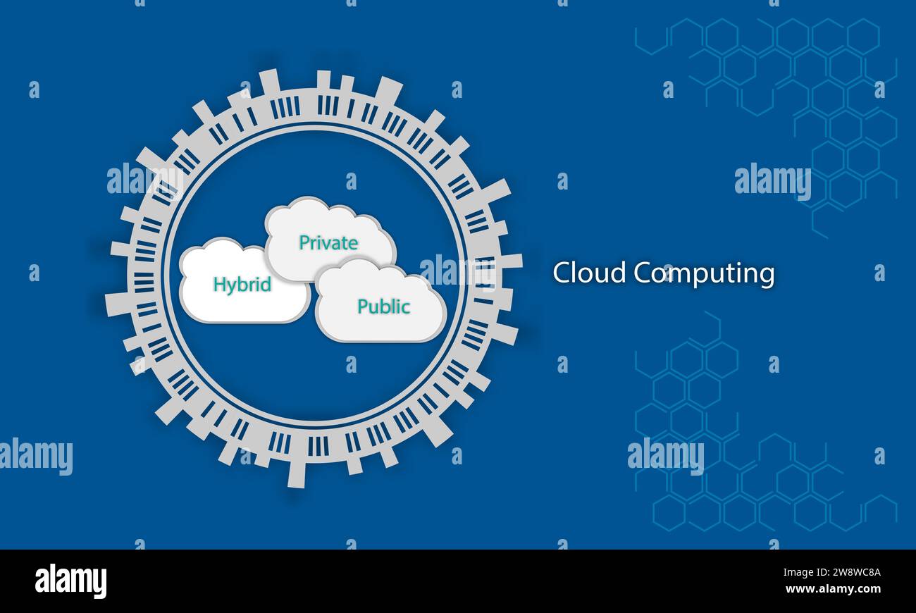 Cloud computing concept with text and icons on blue background Vector ...