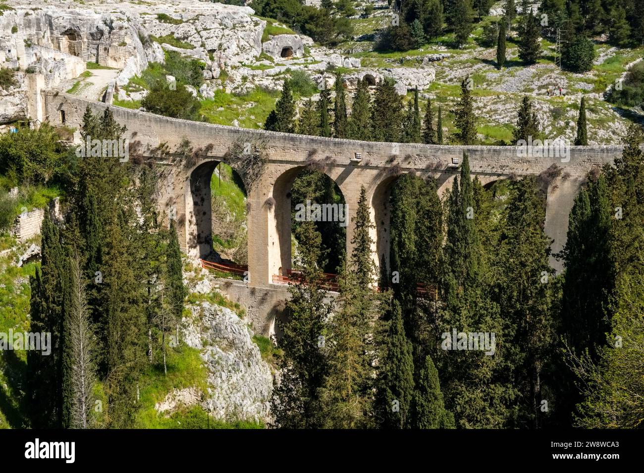 The bridge Ponte Acquedotto of the Padre Eterno archaeological site ...