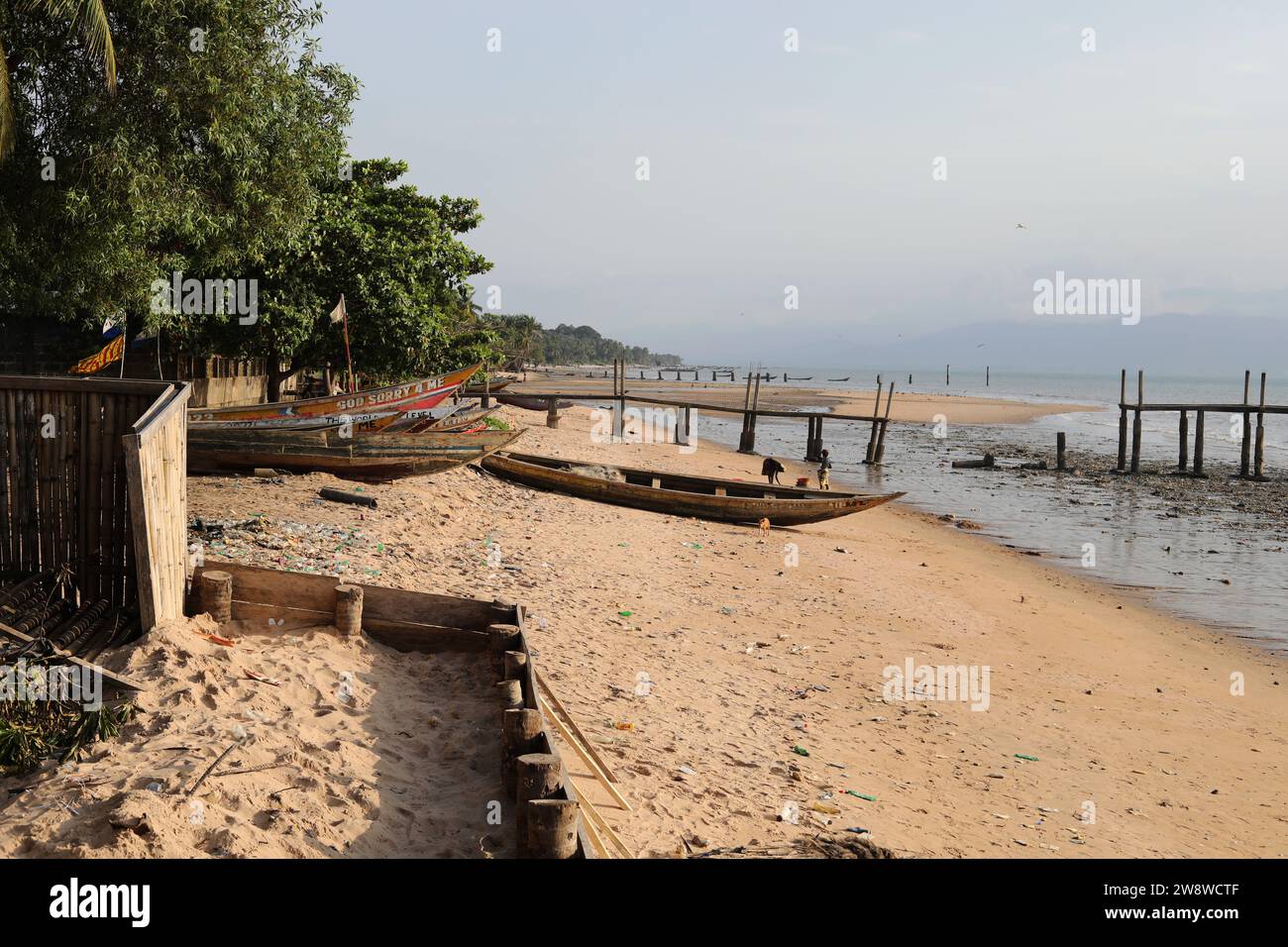 General views of beach life in Lungi-Town, Freetown, Sierra Leone ...