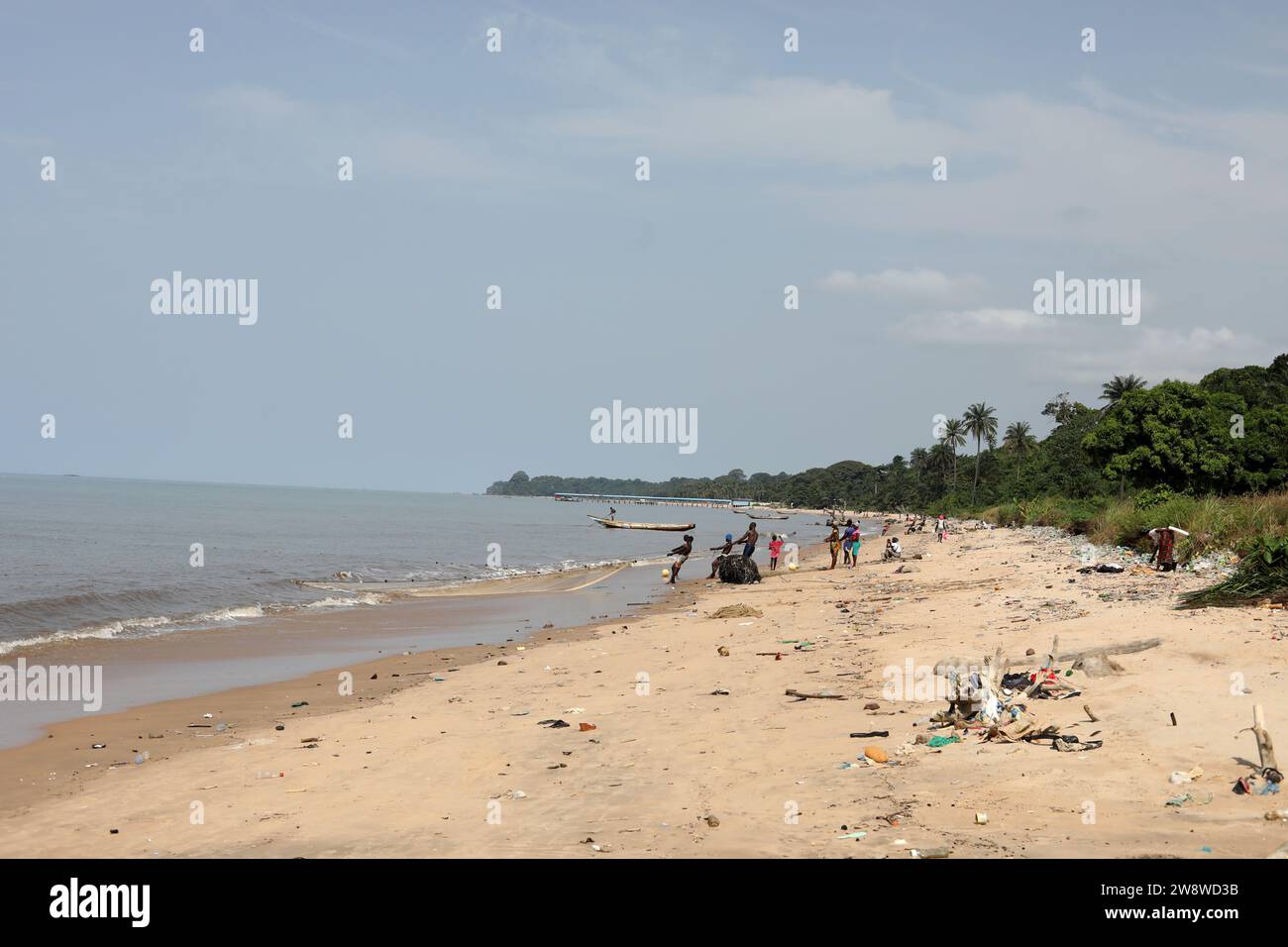 General views of beach life in Lungi-Town, Freetown, Sierra Leone ...