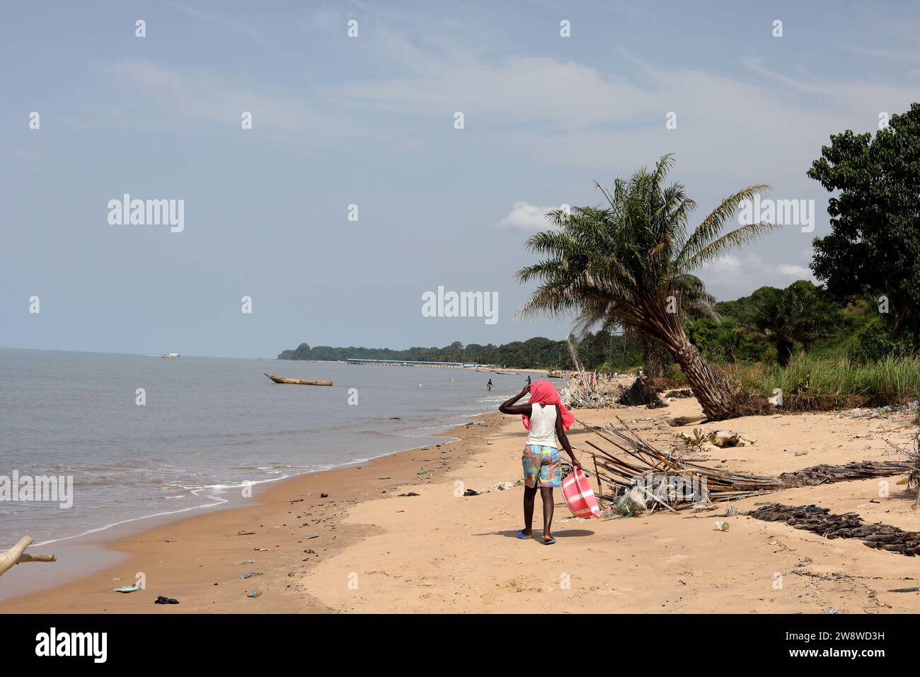General views of beach life in Lungi-Town, Freetown, Sierra Leone ...