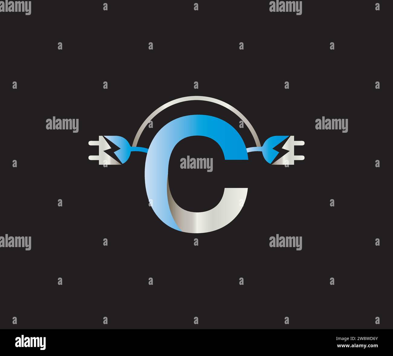 C letter electrical logo power electronics energy lightning Design ...