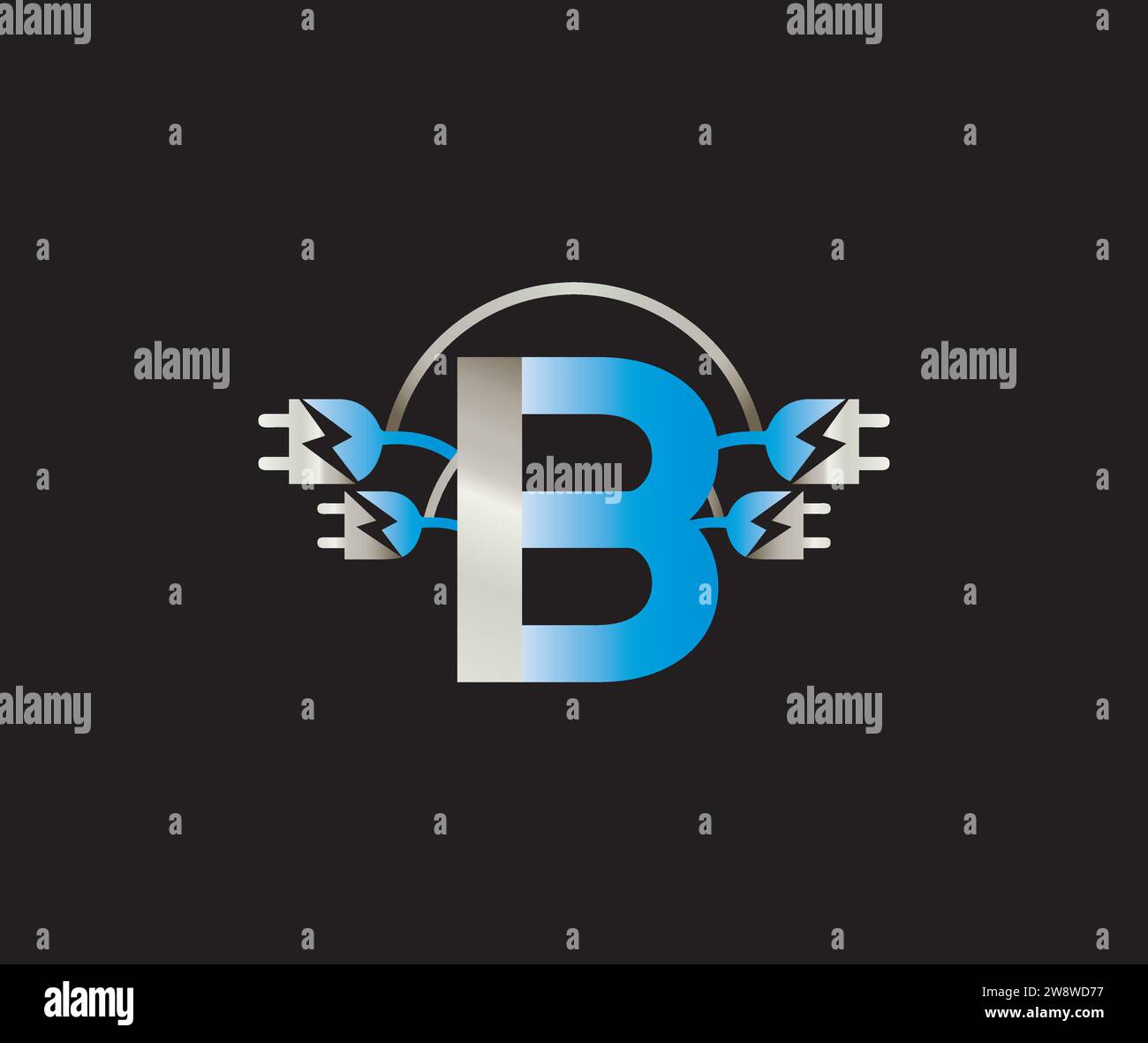 B letter electrical logo power electronics energy lightning Design ...