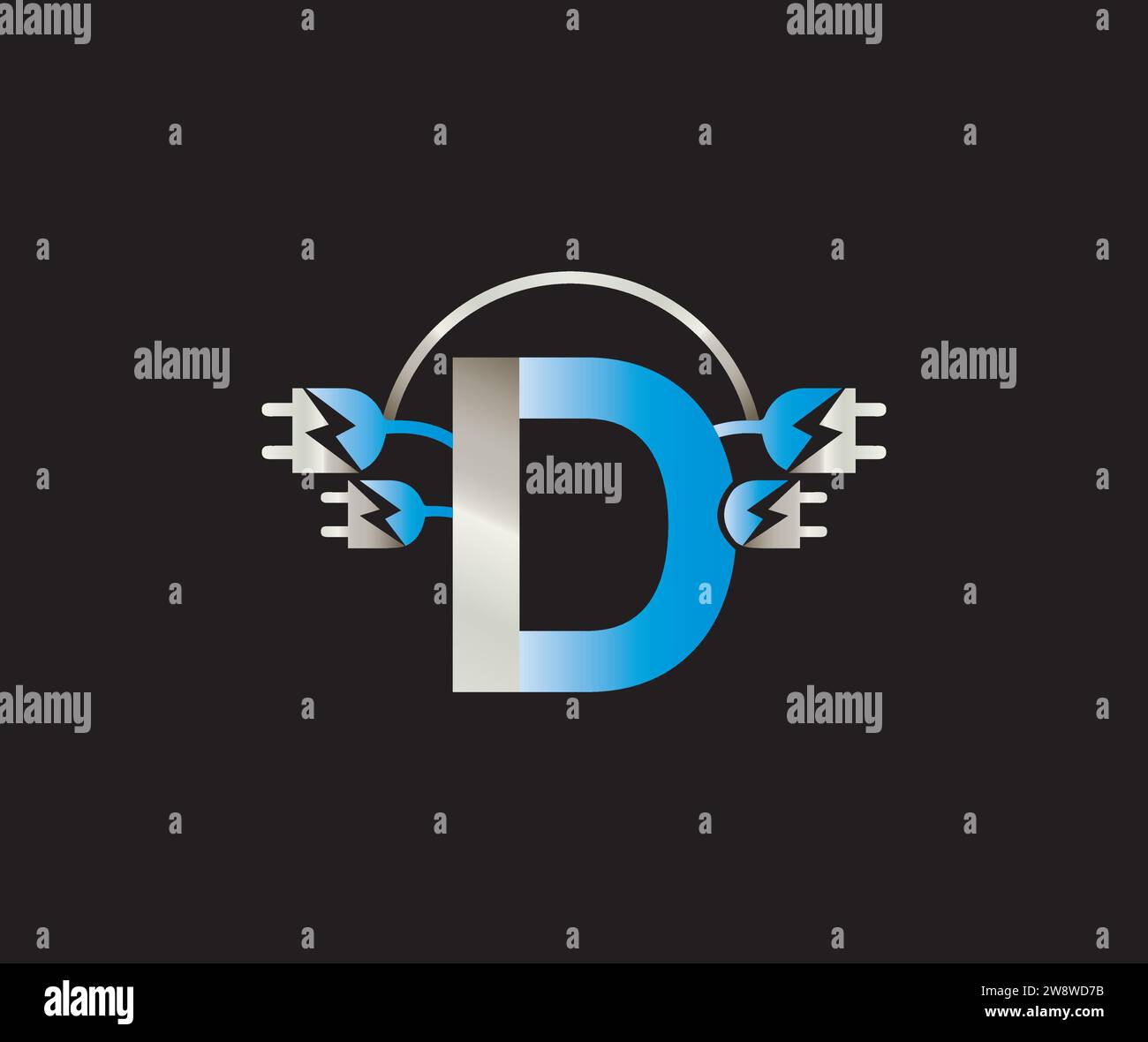 D letter electrical logo power electronics energy lightning Design ...