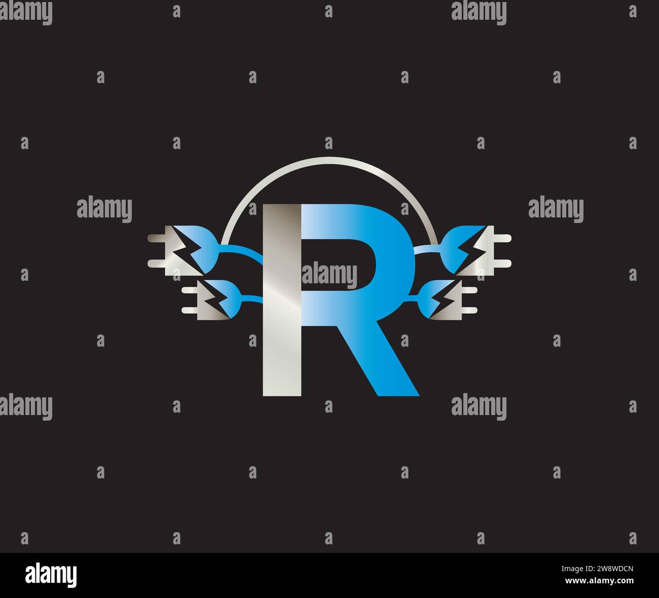 R letter electrical logo power electronics energy lightning Design ...