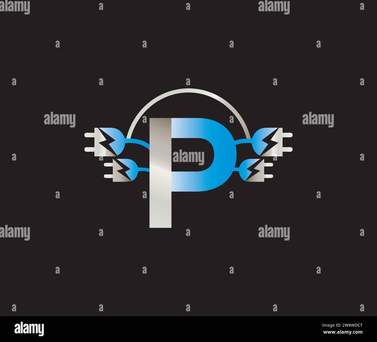 P letter electrical logo power electronics energy lightning Design ...