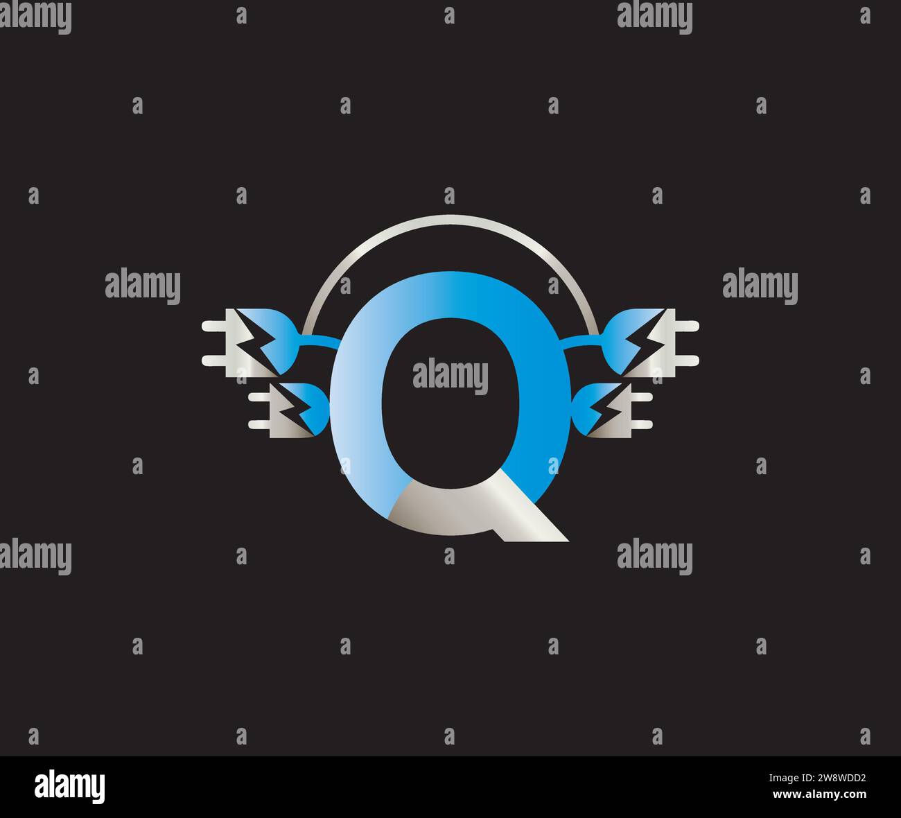 Q letter electrical logo power electronics energy lightning Design ...