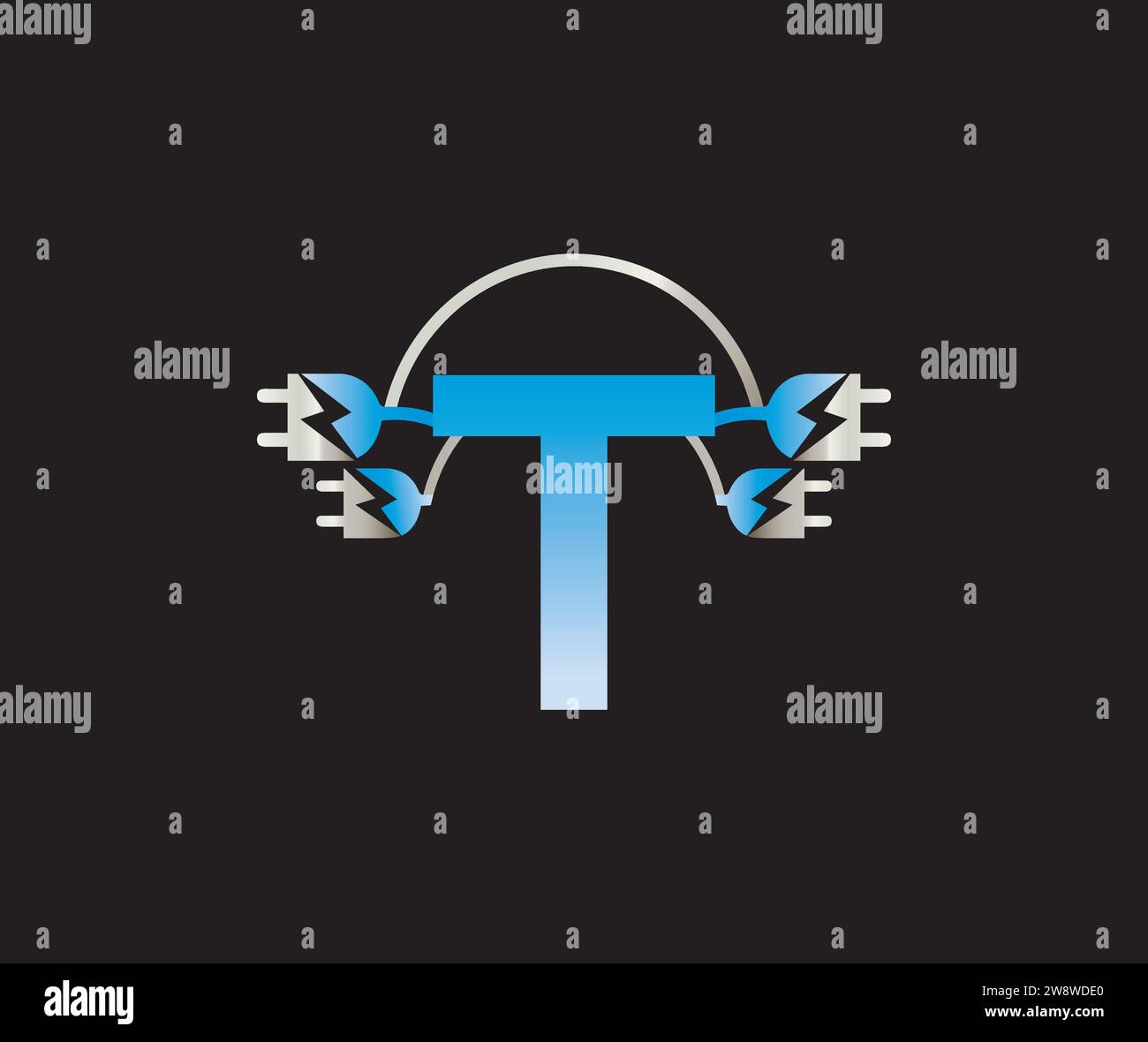 T letter electrical logo power electronics energy lightning Design ...