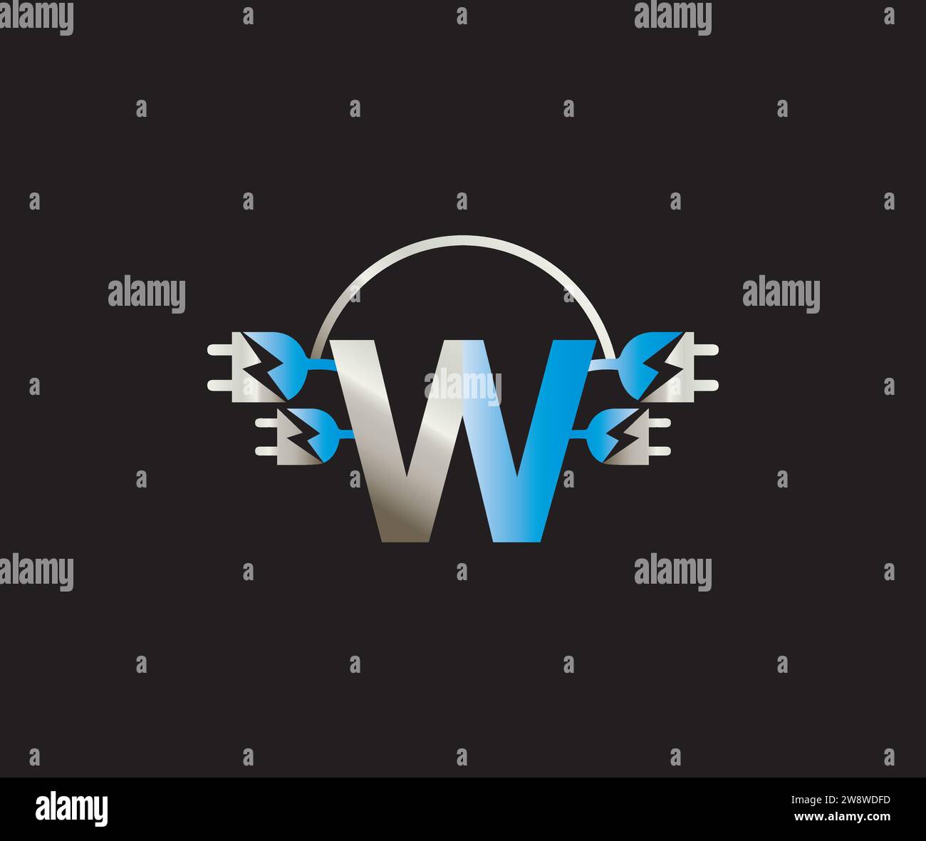 W letter electrical logo power electronics energy lightning Design ...