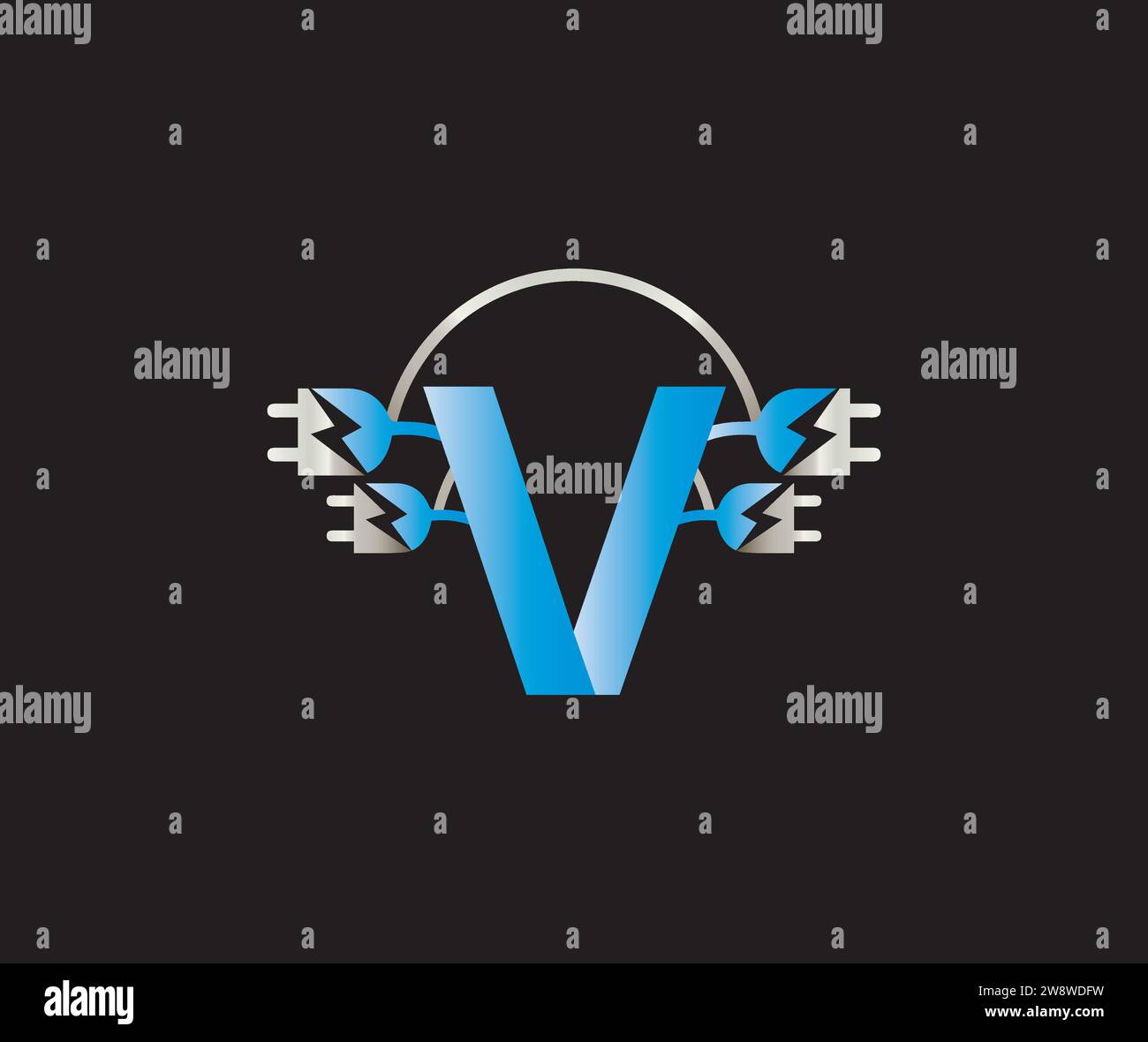 V letter electrical logo power electronics energy lightning Design ...