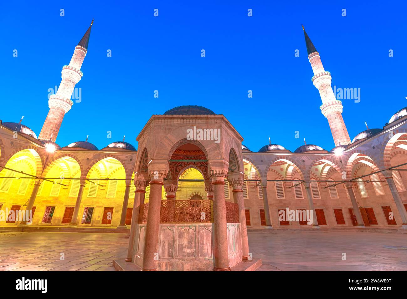 cloister of Blue Mosque of Istanbul in Turkey. Known as Sultan Ahmed ...