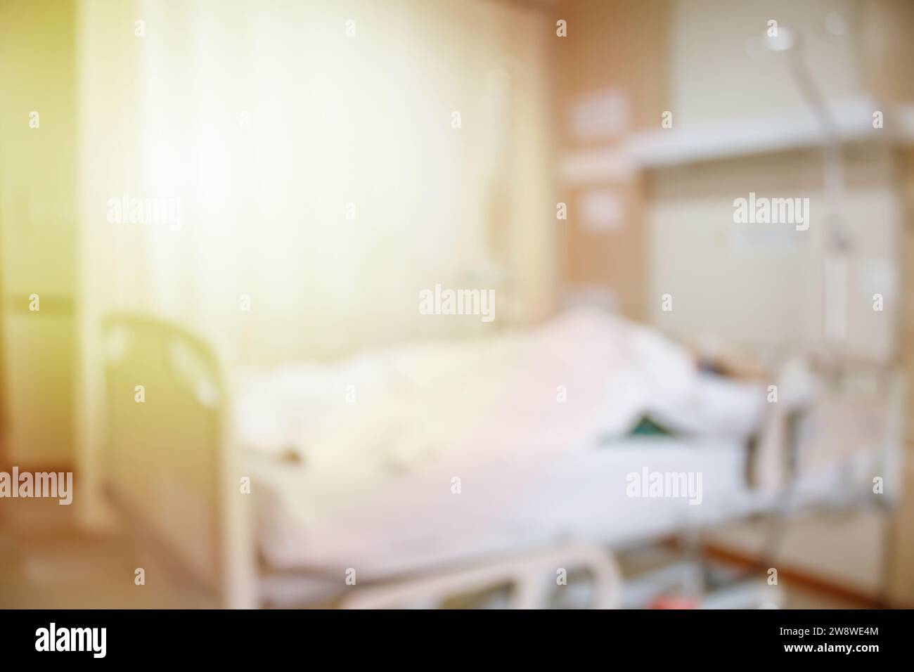Abstract hospital room interior with bed blur background Stock Photo ...
