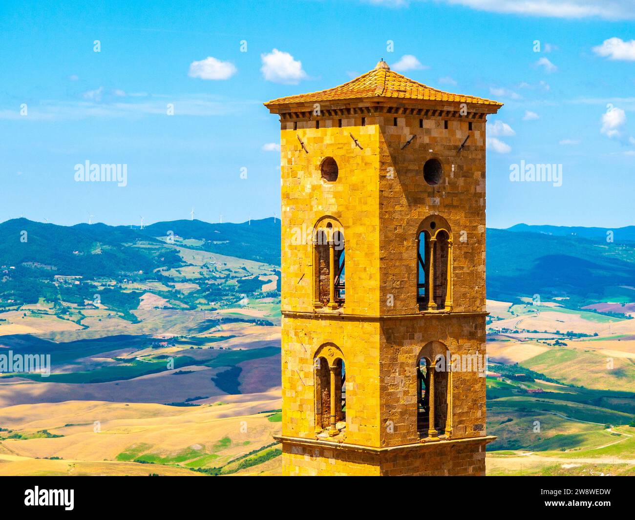 Tower of Cathedral of Santa Maria Assunta in medieval town of Volterra ...