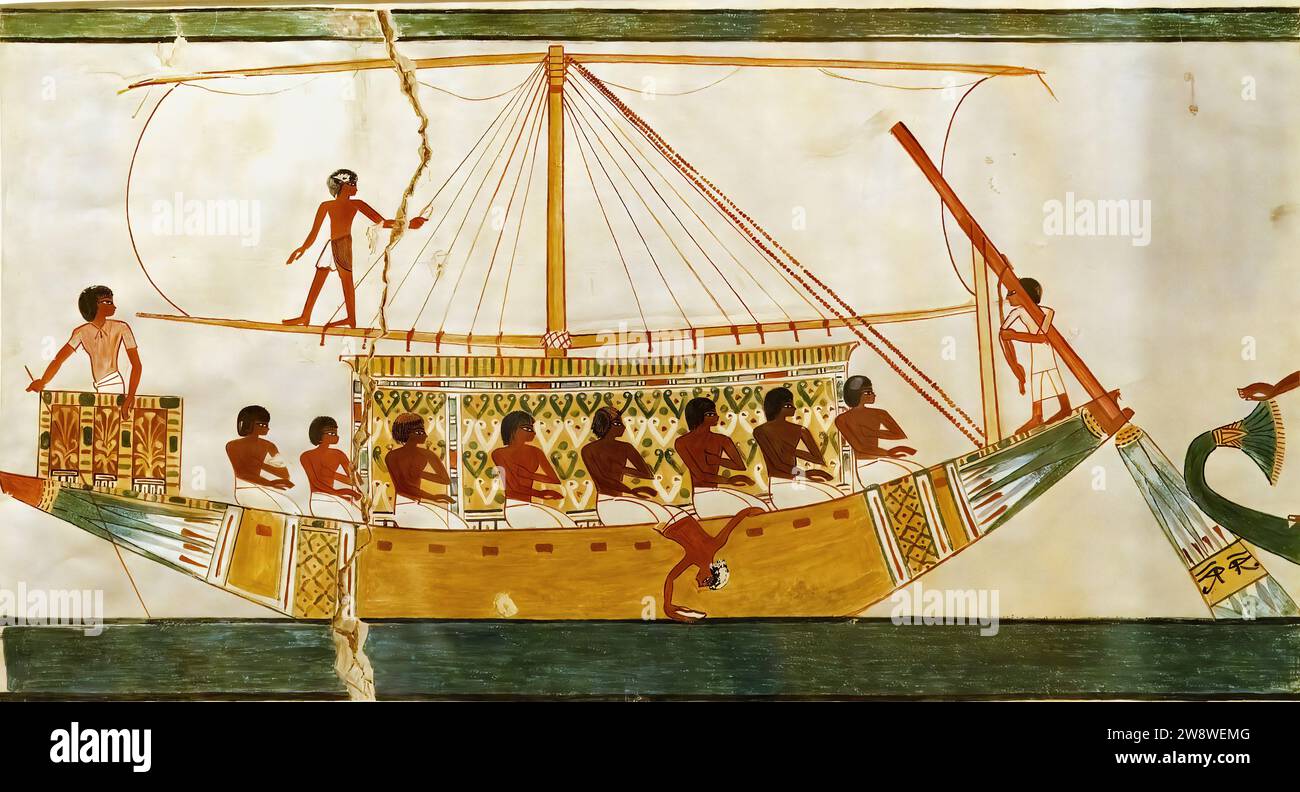Facsimile painting of ancient egyptian sailboat, Metropolitan Museum of ...