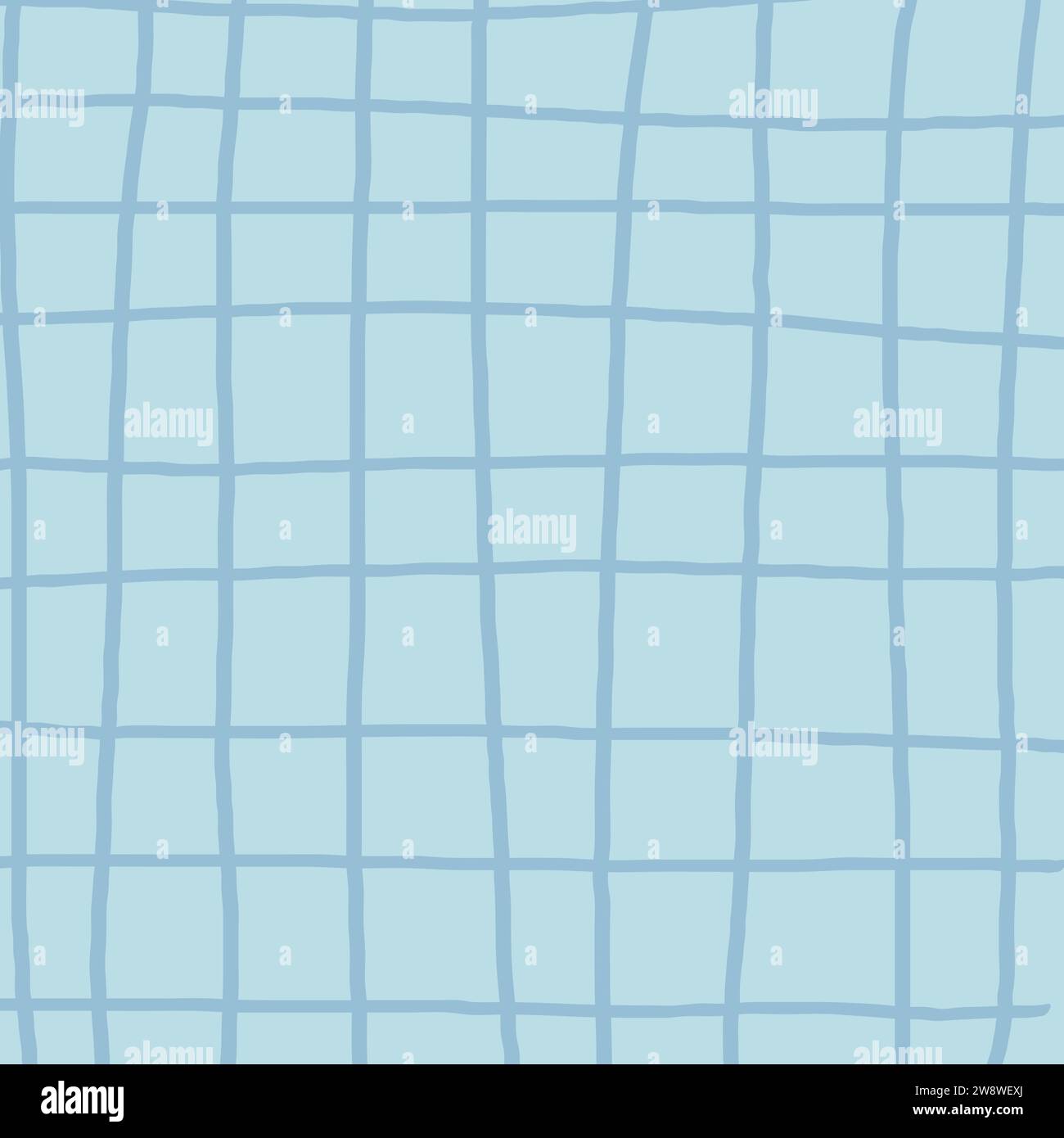 Hand drawn blue plaid pattern. Check, square doodle background. Line ...