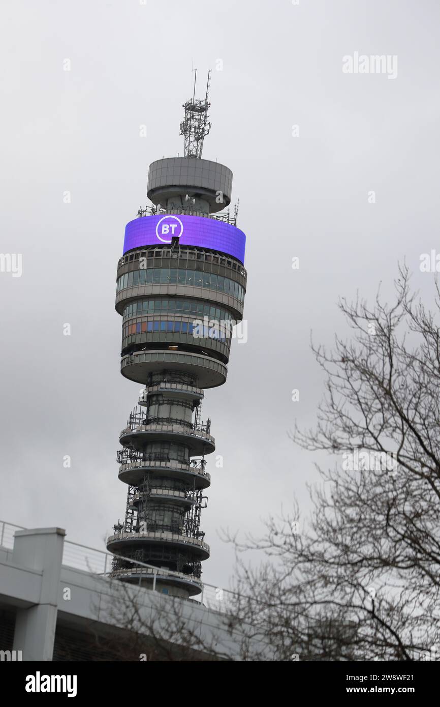 BT British Telecom TV tower on a grey day in Fitzrovia, London, UK ...