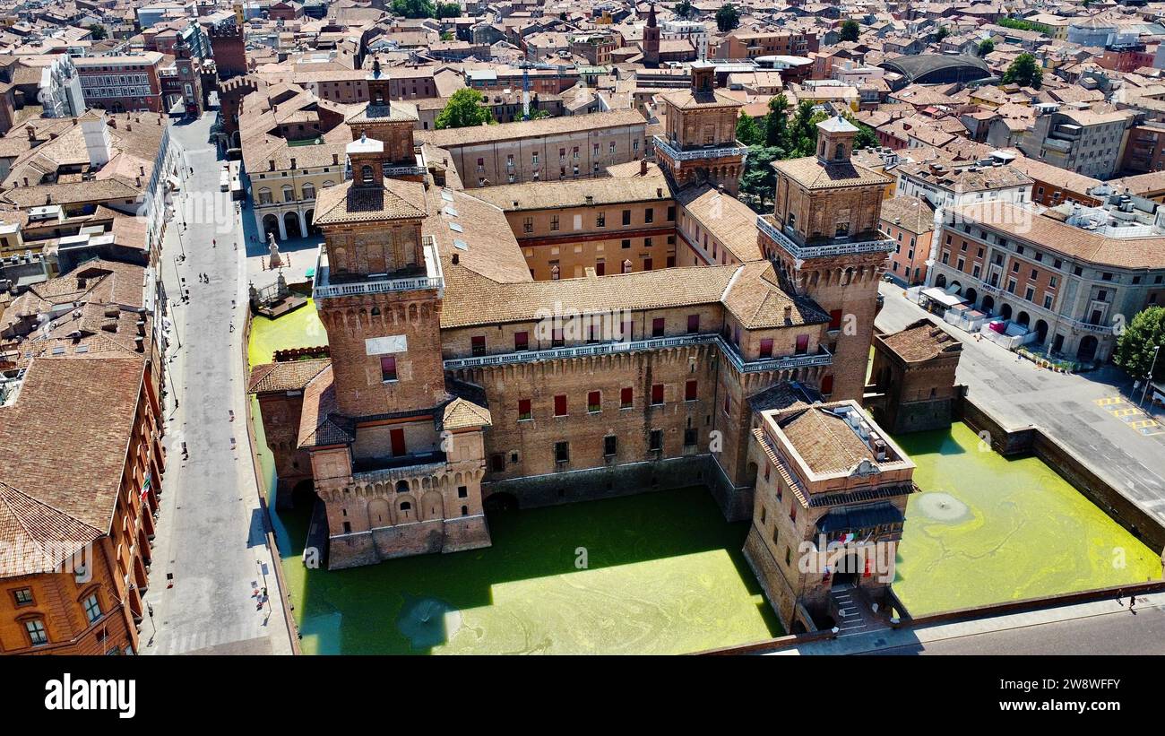 drone photo Este castle Ferrara Italy europe Stock Photo - Alamy