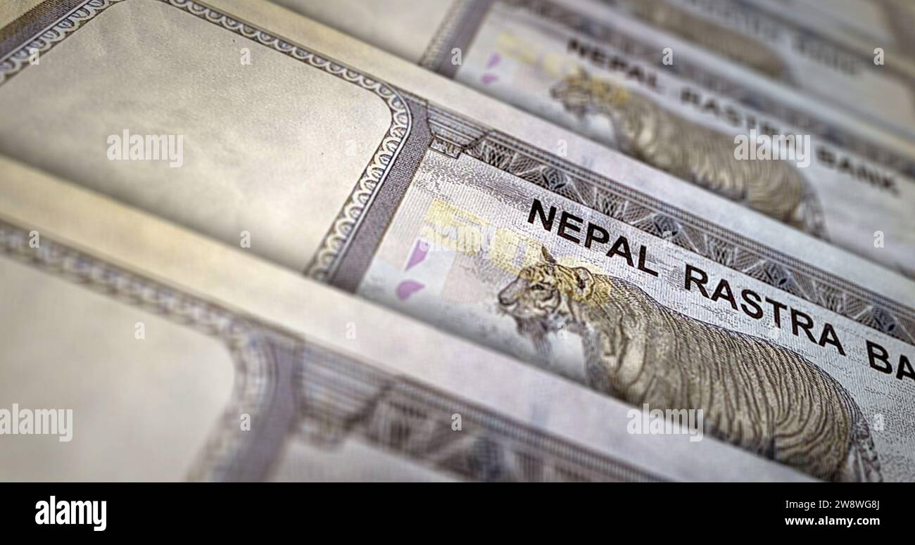Nepali rupees money printing 3d illustration. 500 NPR banknote print ...