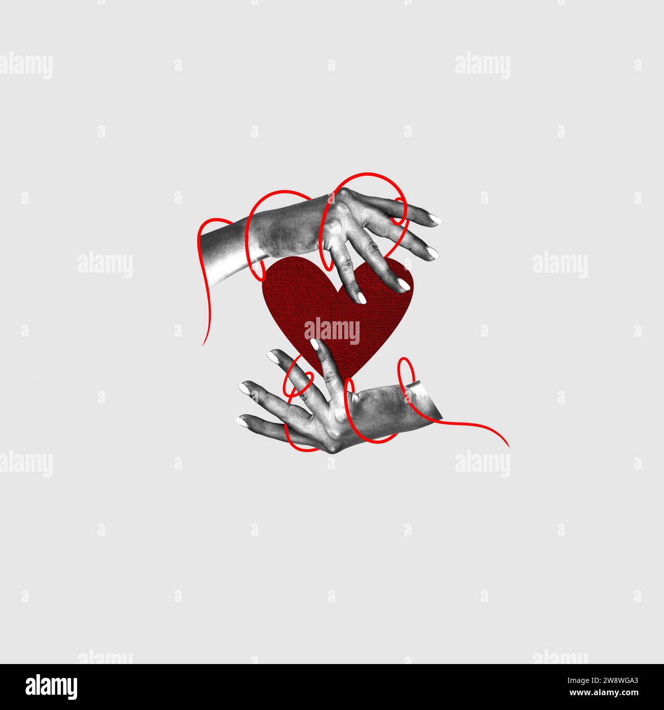 Female hands with string connected to heart symbol. Equal love, Lgbt ...