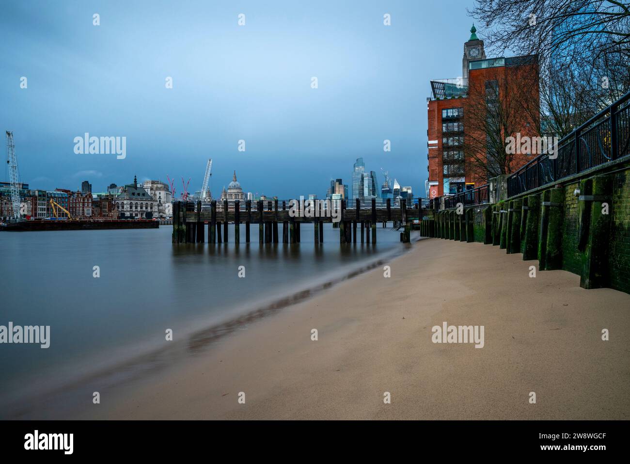 A View of The Thames Beach and The River Thames Looking Toward The City ...