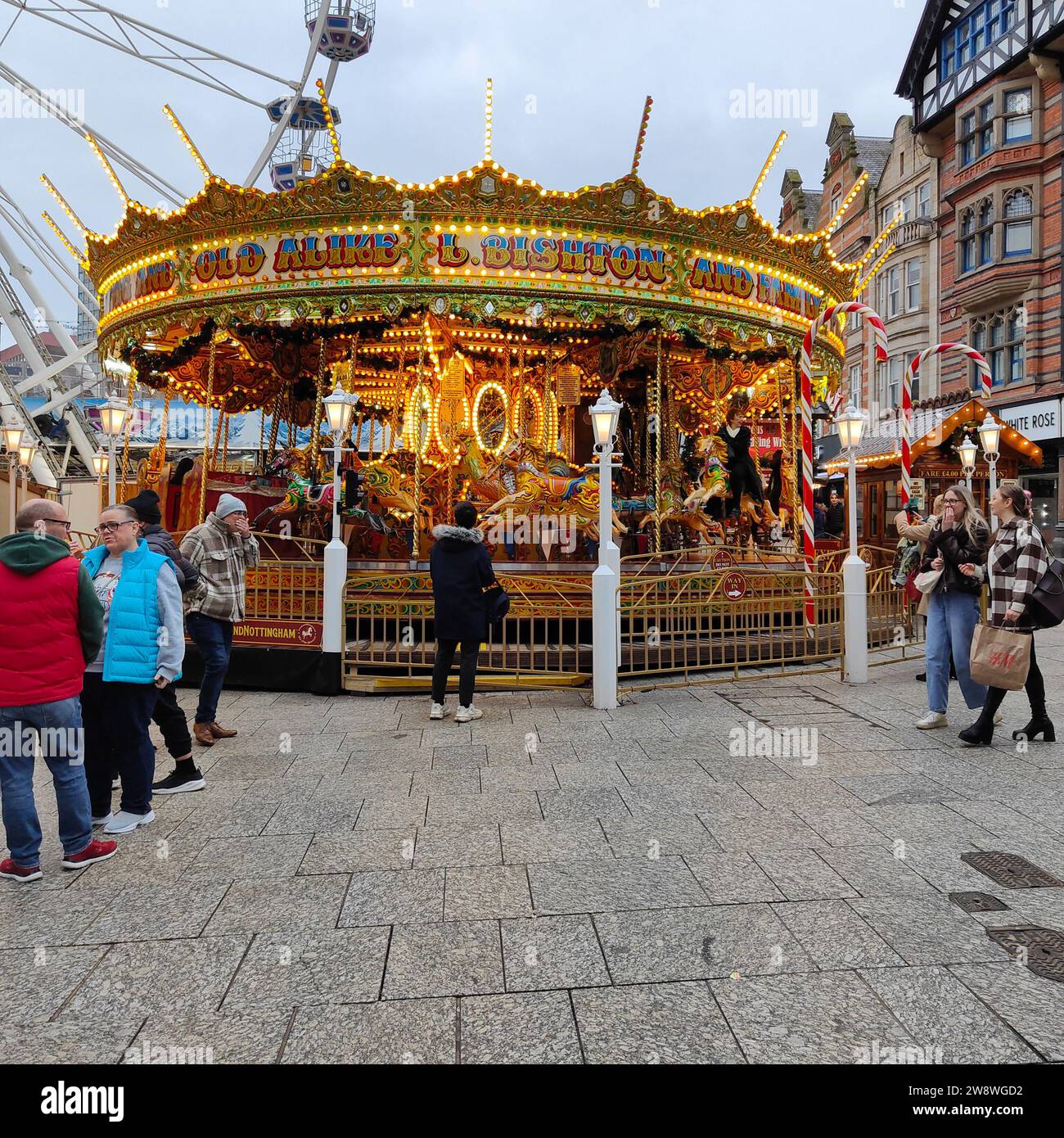 Nottingham,United Kingdom,15th December 2023:Picture of merry go round ...