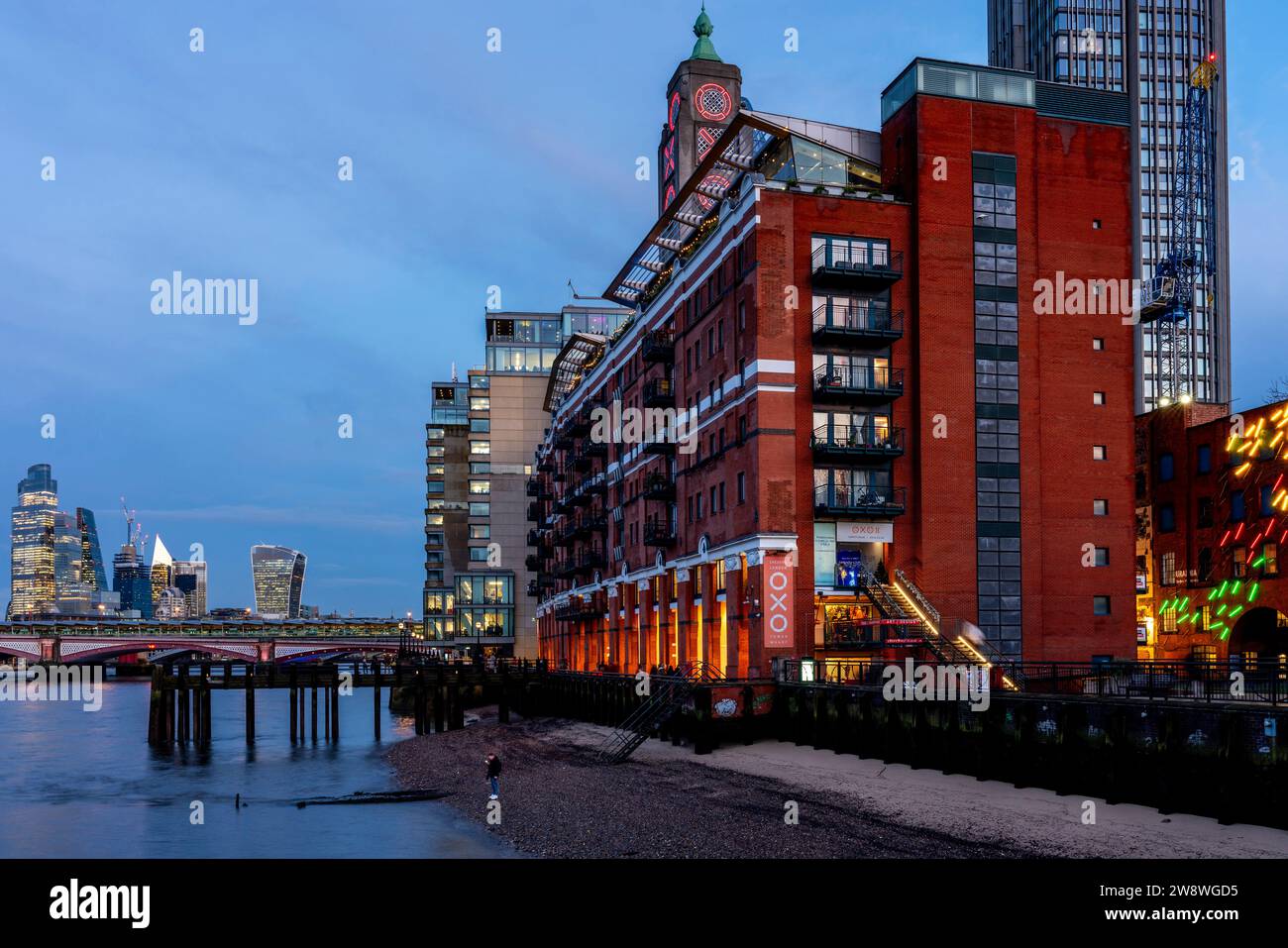 A View of The Thames Beach and Oxo Tower Looking Toward The City of ...