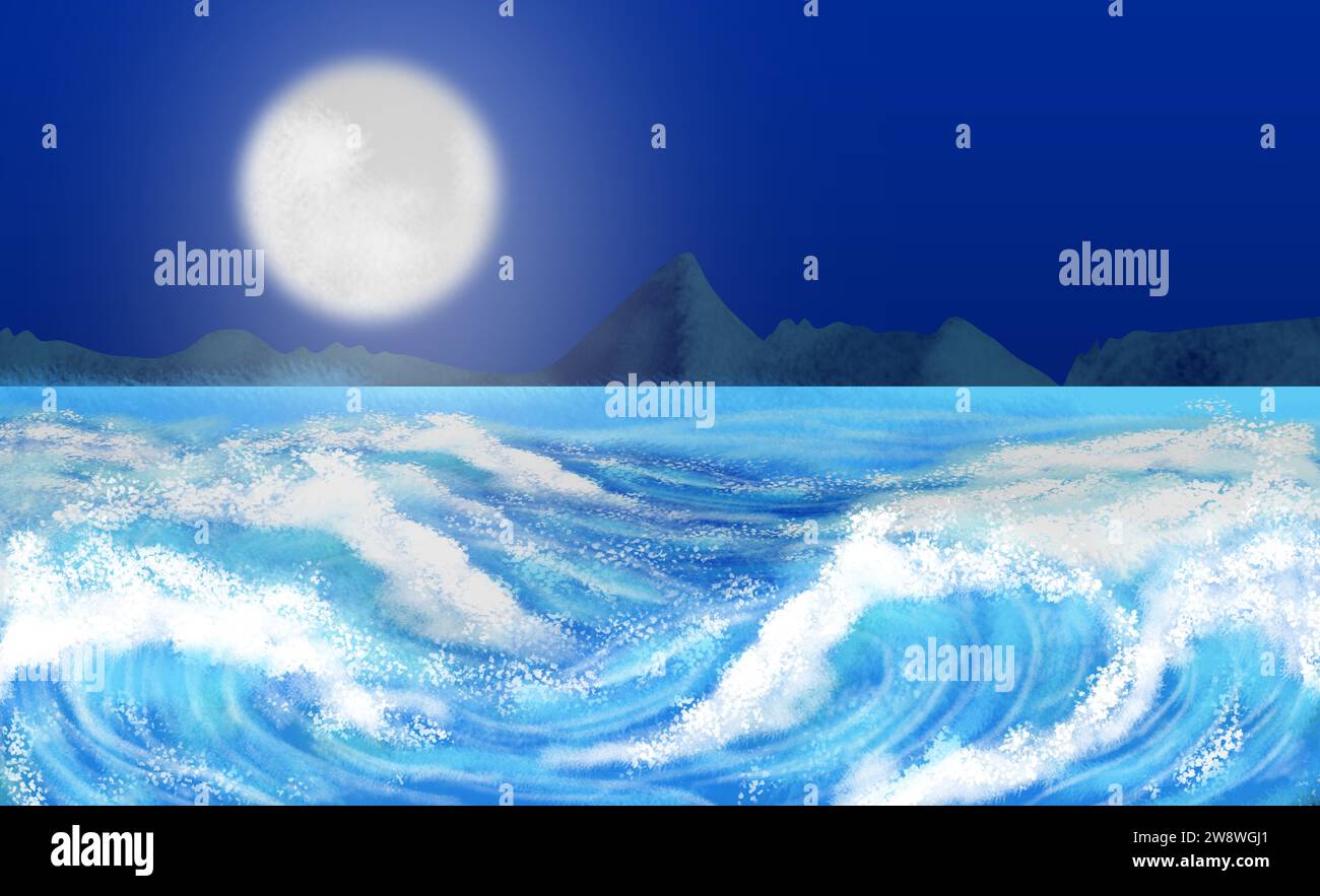 beach background with sea with lots of waves and bright sun Stock Photo ...