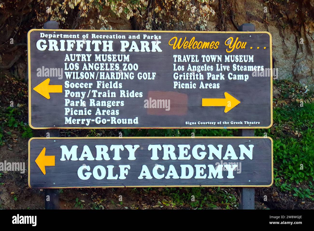 Los Angeles, California: Griffith Park sign of Autry Museum, Los Angeles Zoo, Travel Town Museum ...