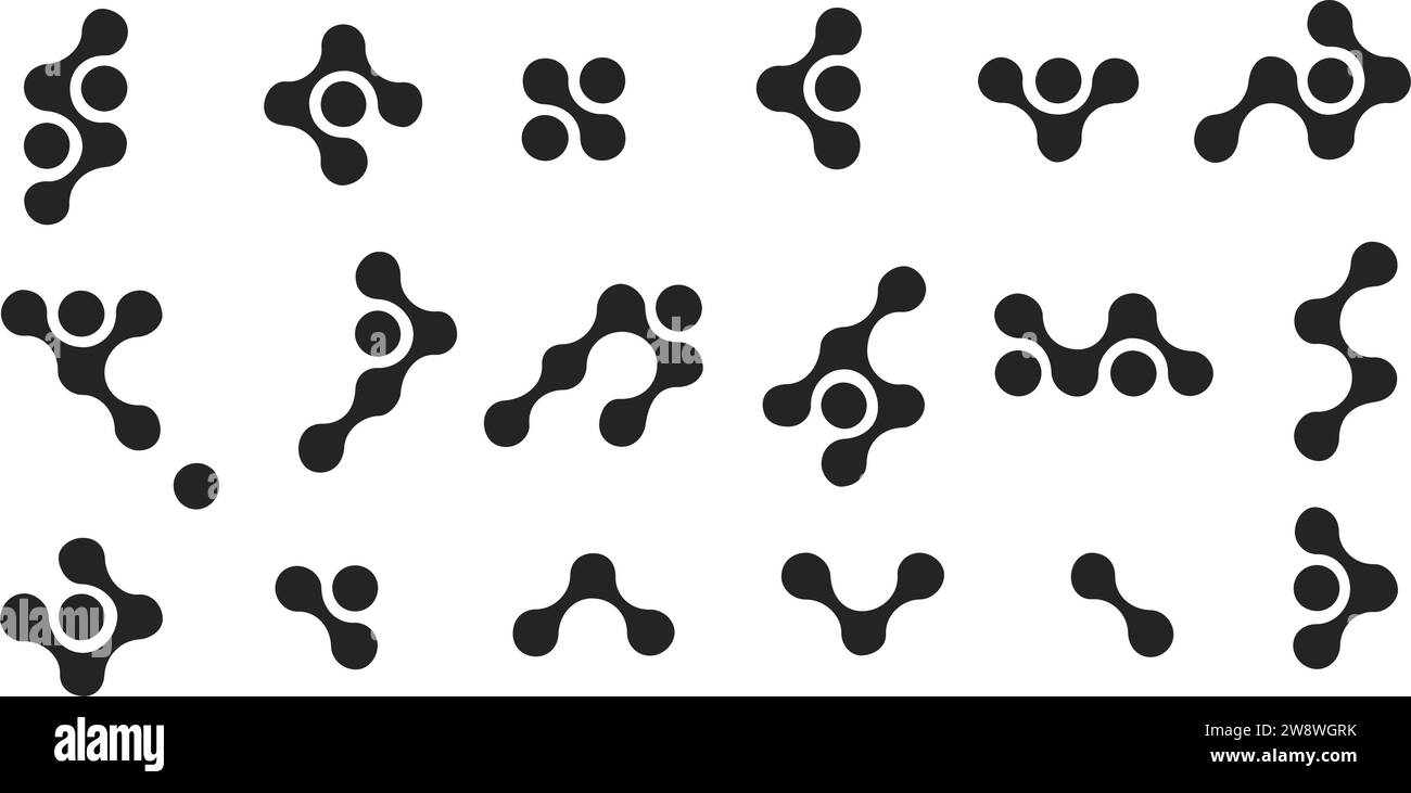 Pattern with circle connect shape. Metaball dots icon. Integration technology symbols. Abstract ...