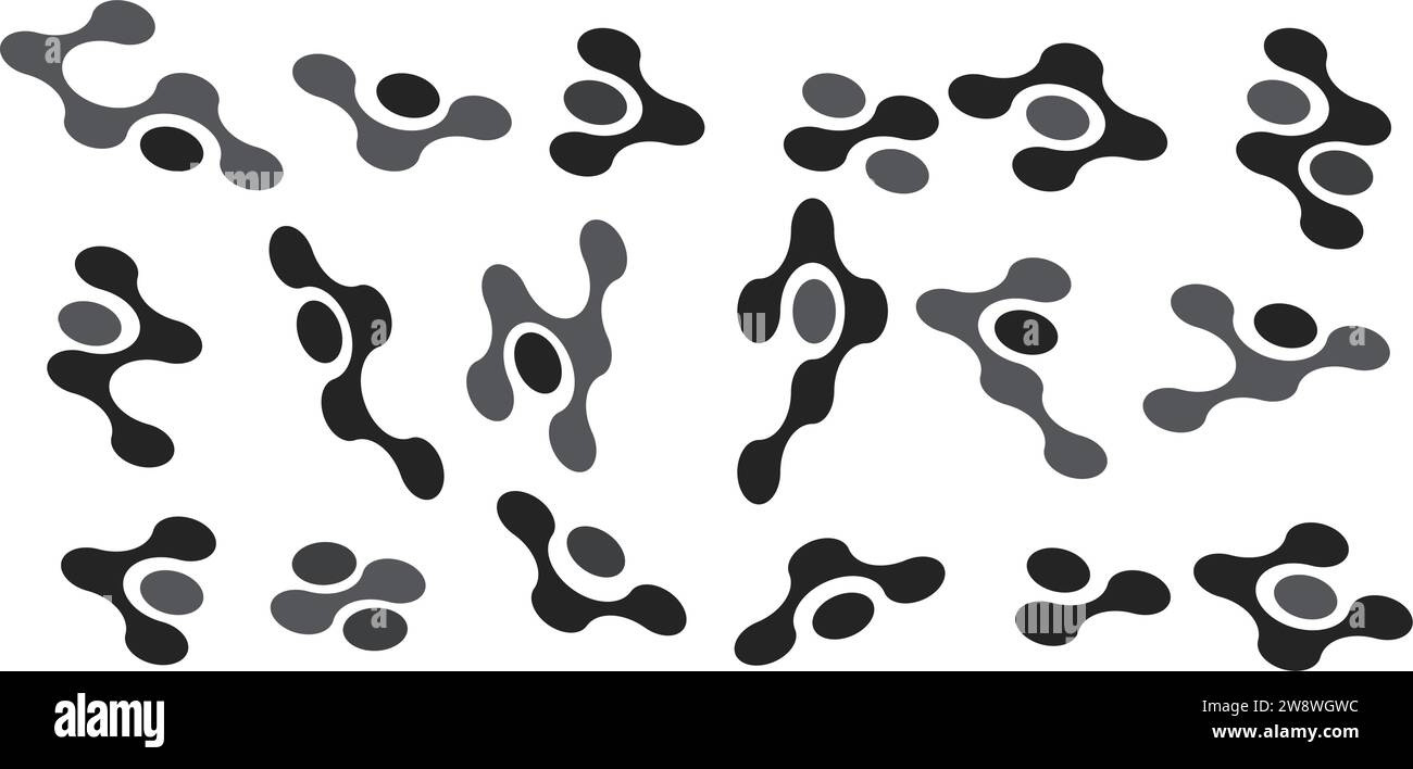 Pattern with circle connect shape. Metaball dots icon. Integration technology symbols. Abstract ...