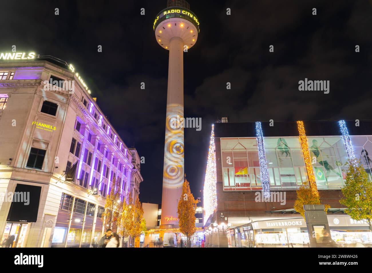 Parker Street, Liverpool, Flannels Clothing Store on left and St John's ...