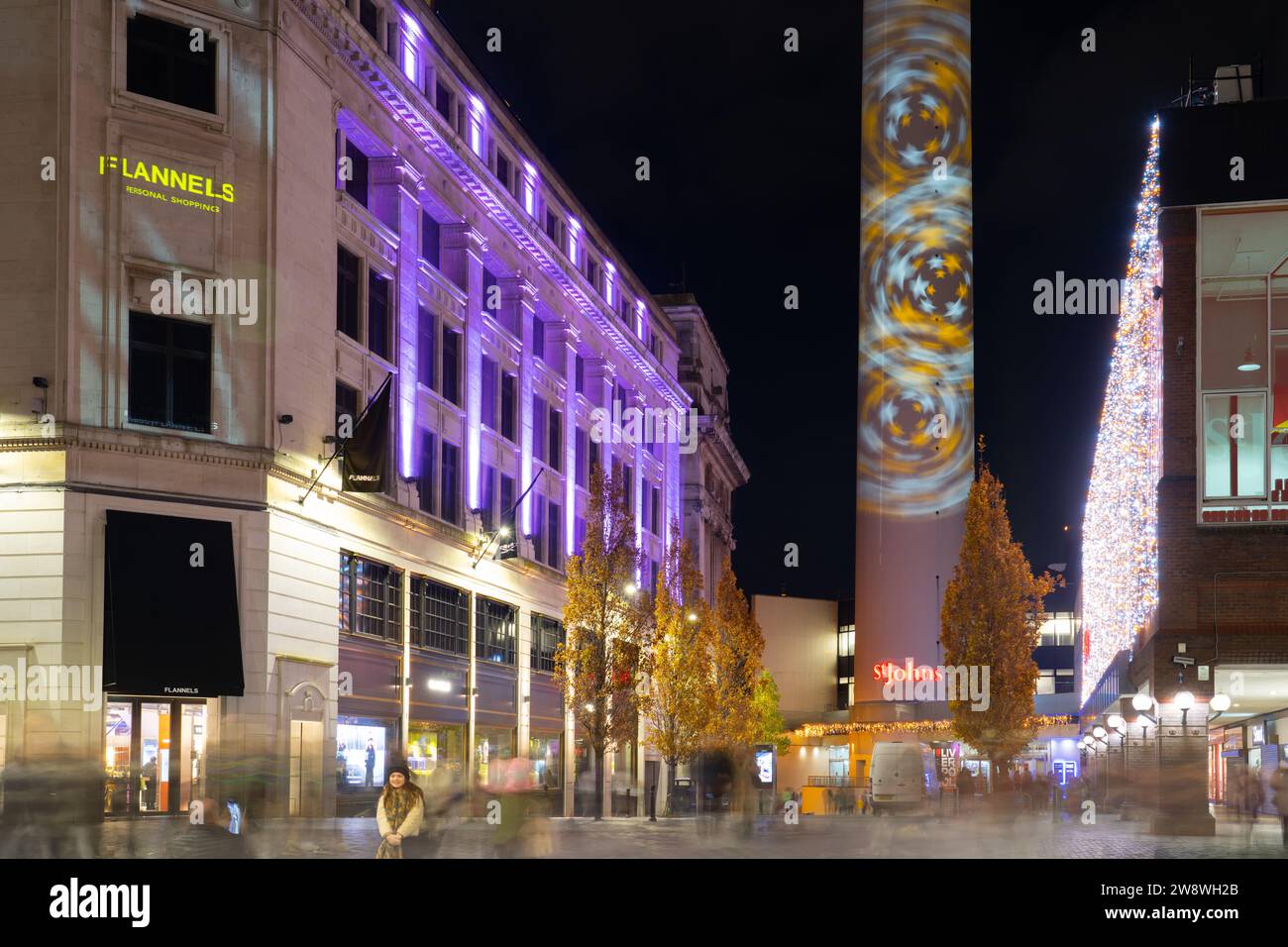 Parker Street, Liverpool, Flannels Clothing Store on left and St John's ...