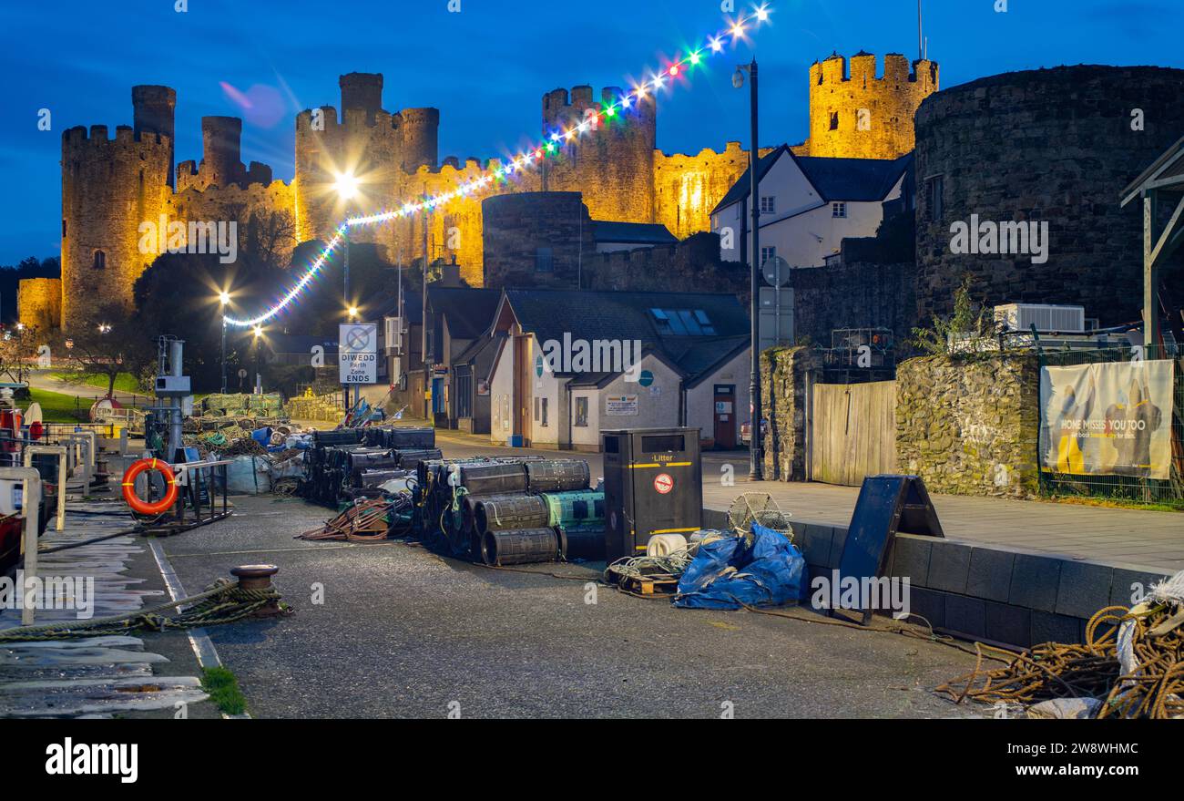 Conwy Castle and Quay, Conwy, North Wales, pictured in December 2023 ...