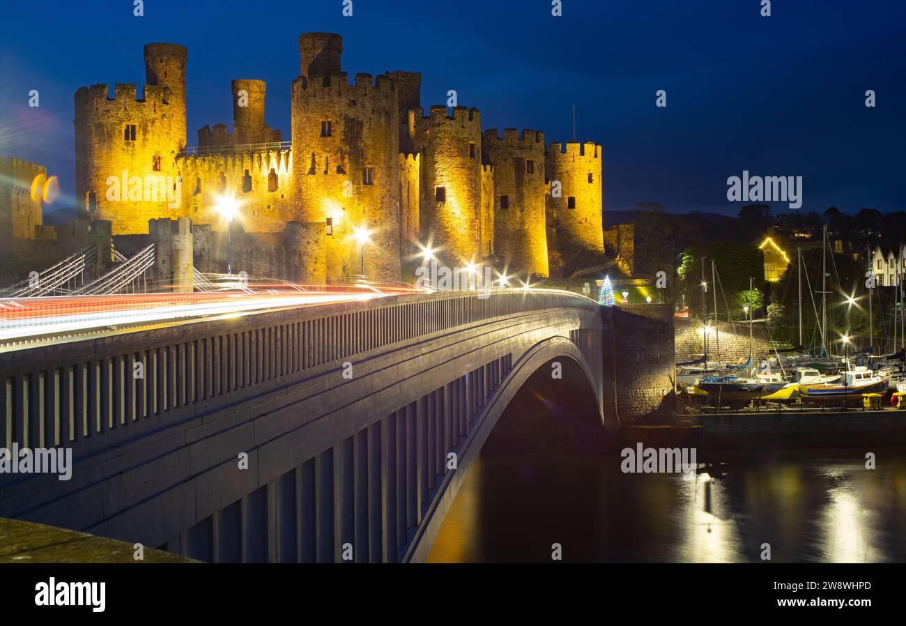 Conwy Castle and Quay, Conwy, North Wales, pictured in December 2023 ...