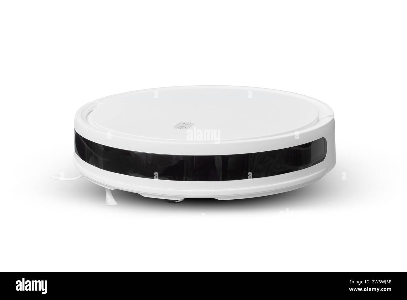 White robot vacuum cleaner on white isolated background Stock Photo - Alamy