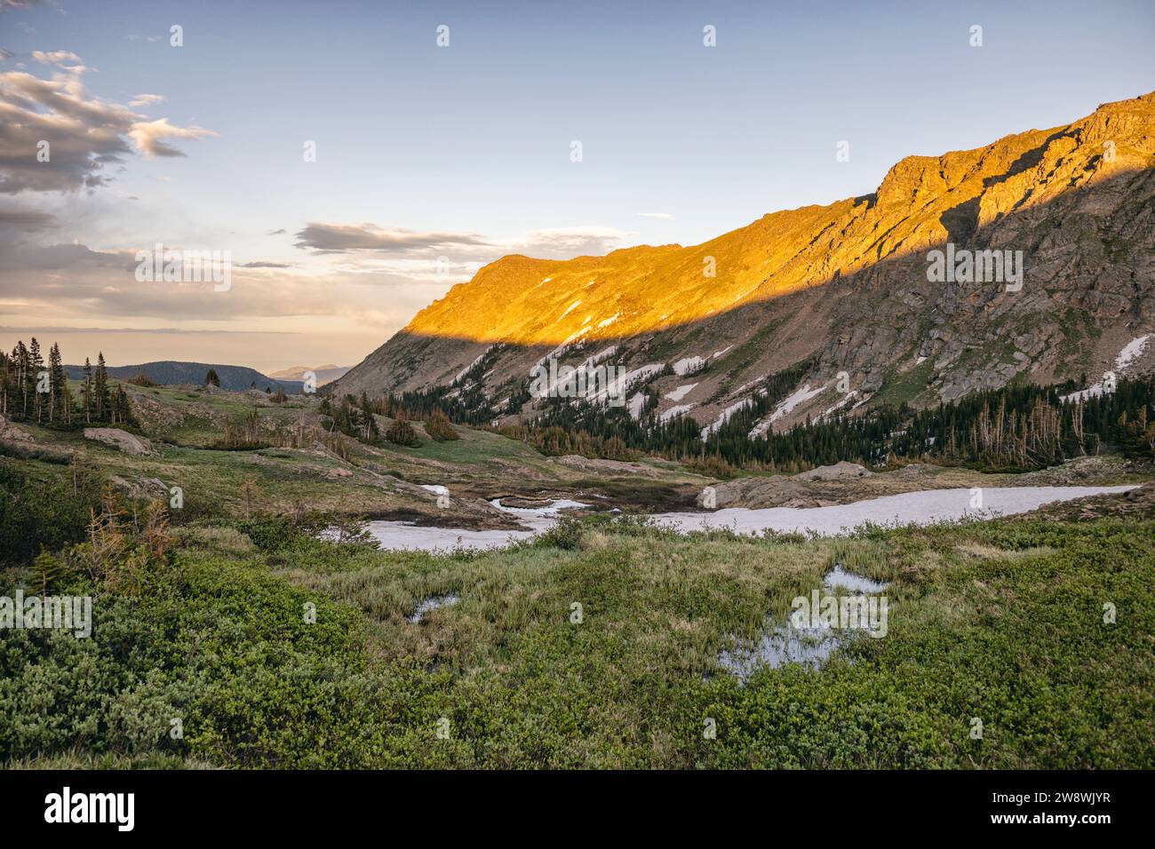 Sunset landscape in the Indian Peaks Wilderness, Colorado Stock Photo ...