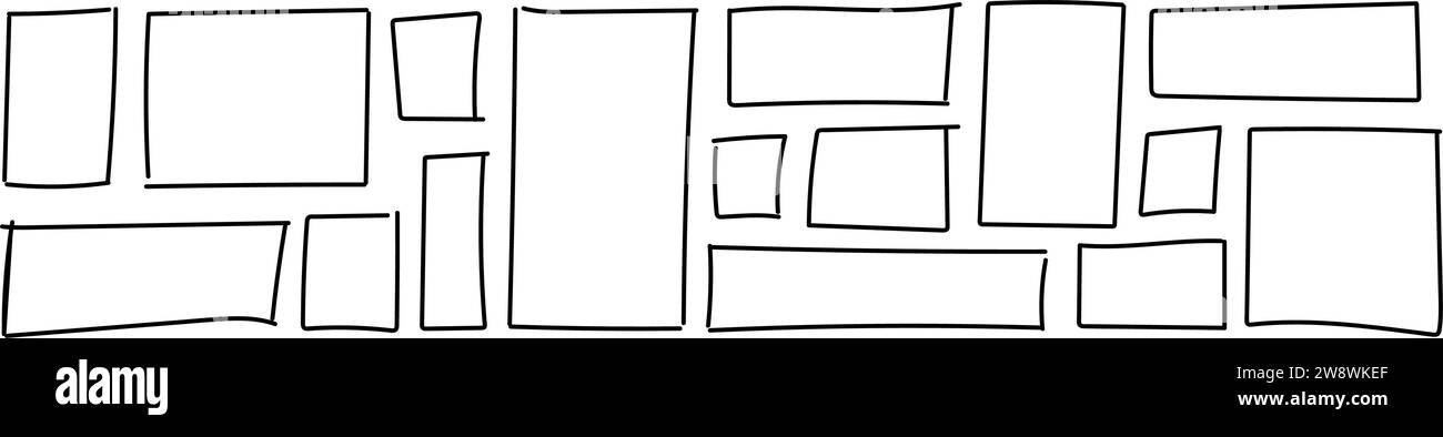 Hand drawn frame featuring square doodle and rectangle sketch. Grunge ...