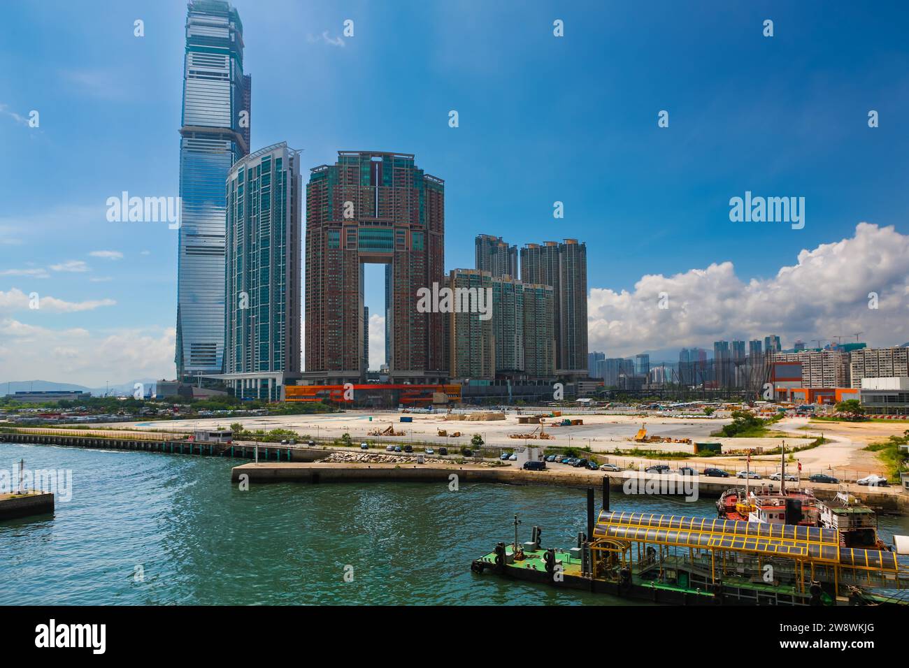 Hong Kong, China - July 23, 2009 : West Kowloon waterfront construction ...