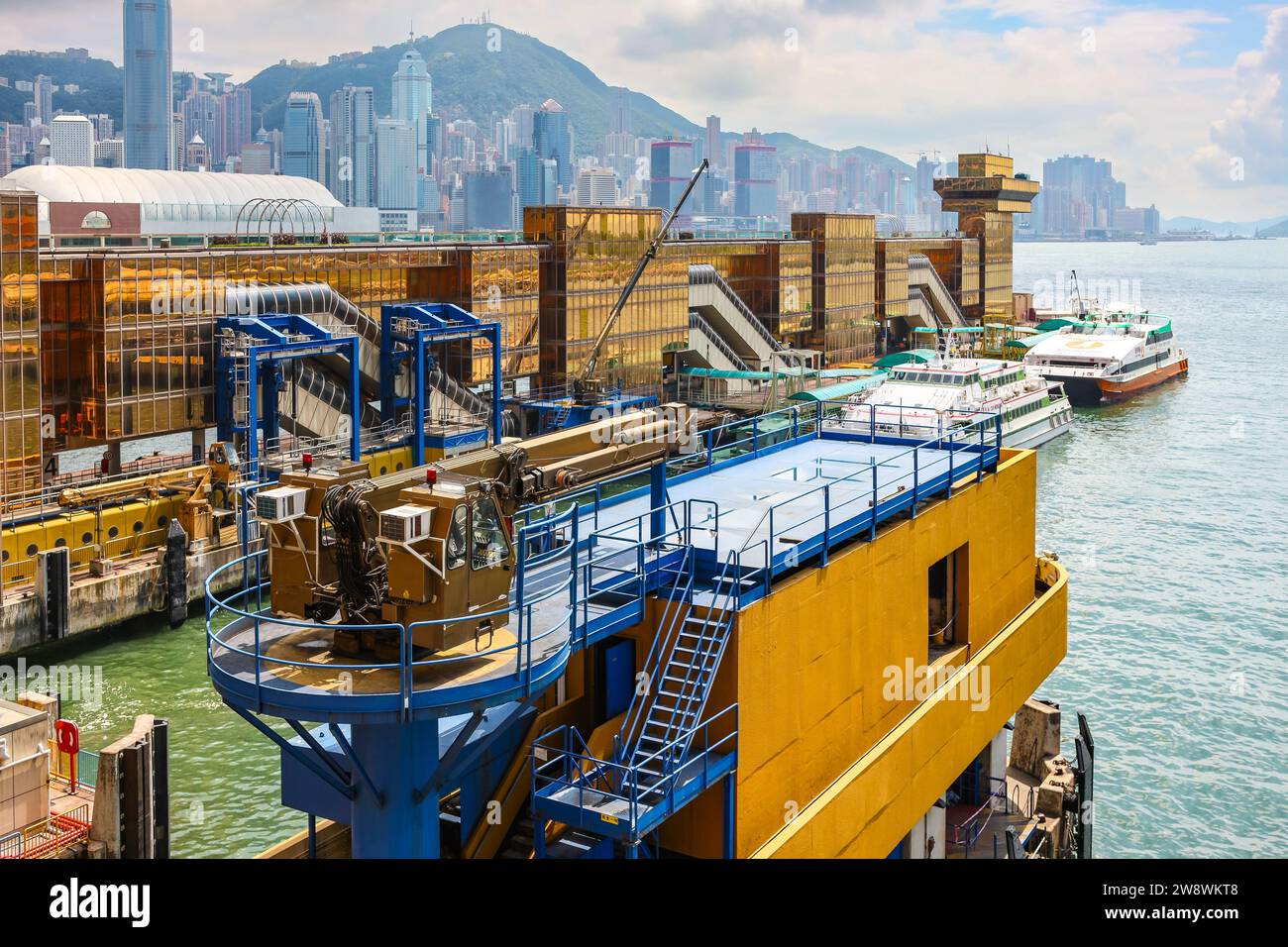 Hong Kong, China - July 23, 2009 : Ferry terminals at Victoria Harbour ...