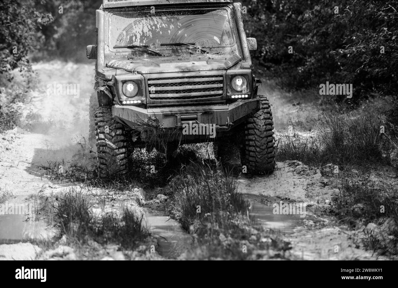 4x4 travel trekking. Off road sport truck between mountains landscape ...