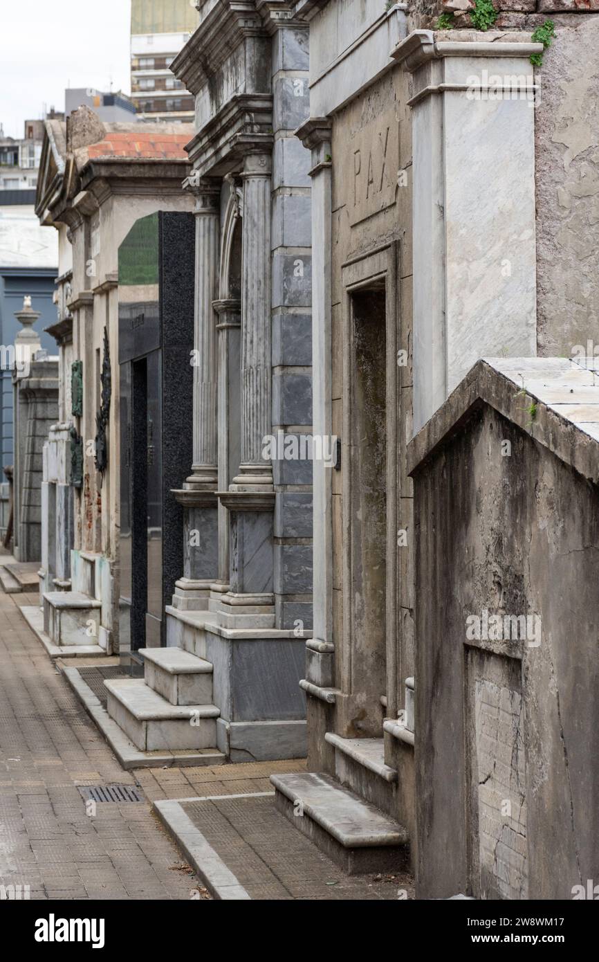 Beautiful view to tombs and statues in Recoleta Cemetery Stock Photo ...