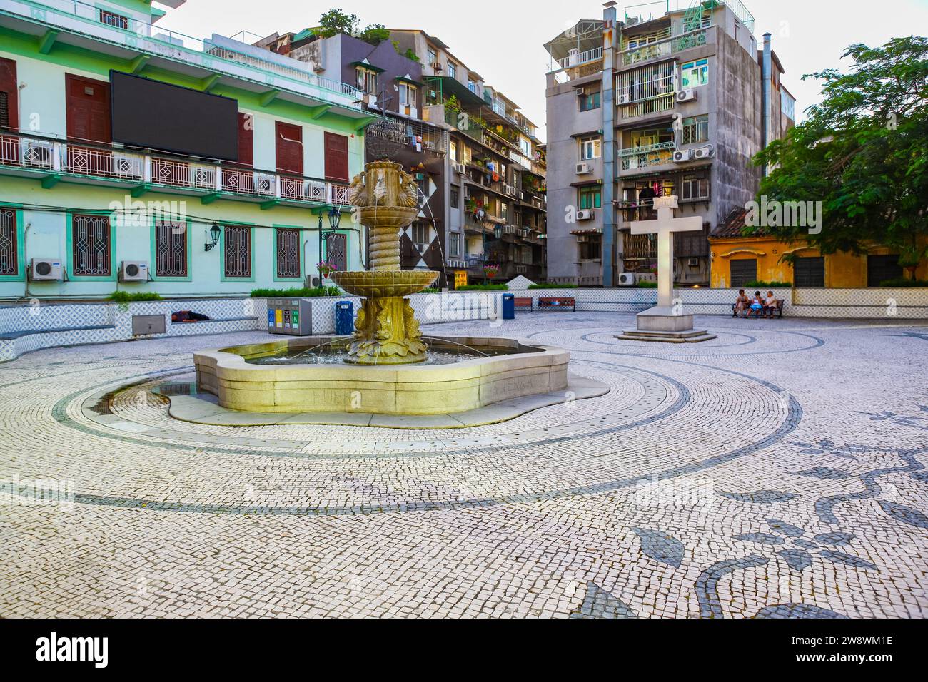 Macau, China - July 23, 2009 : Cathedral Square. Cozy, cobblestone park ...