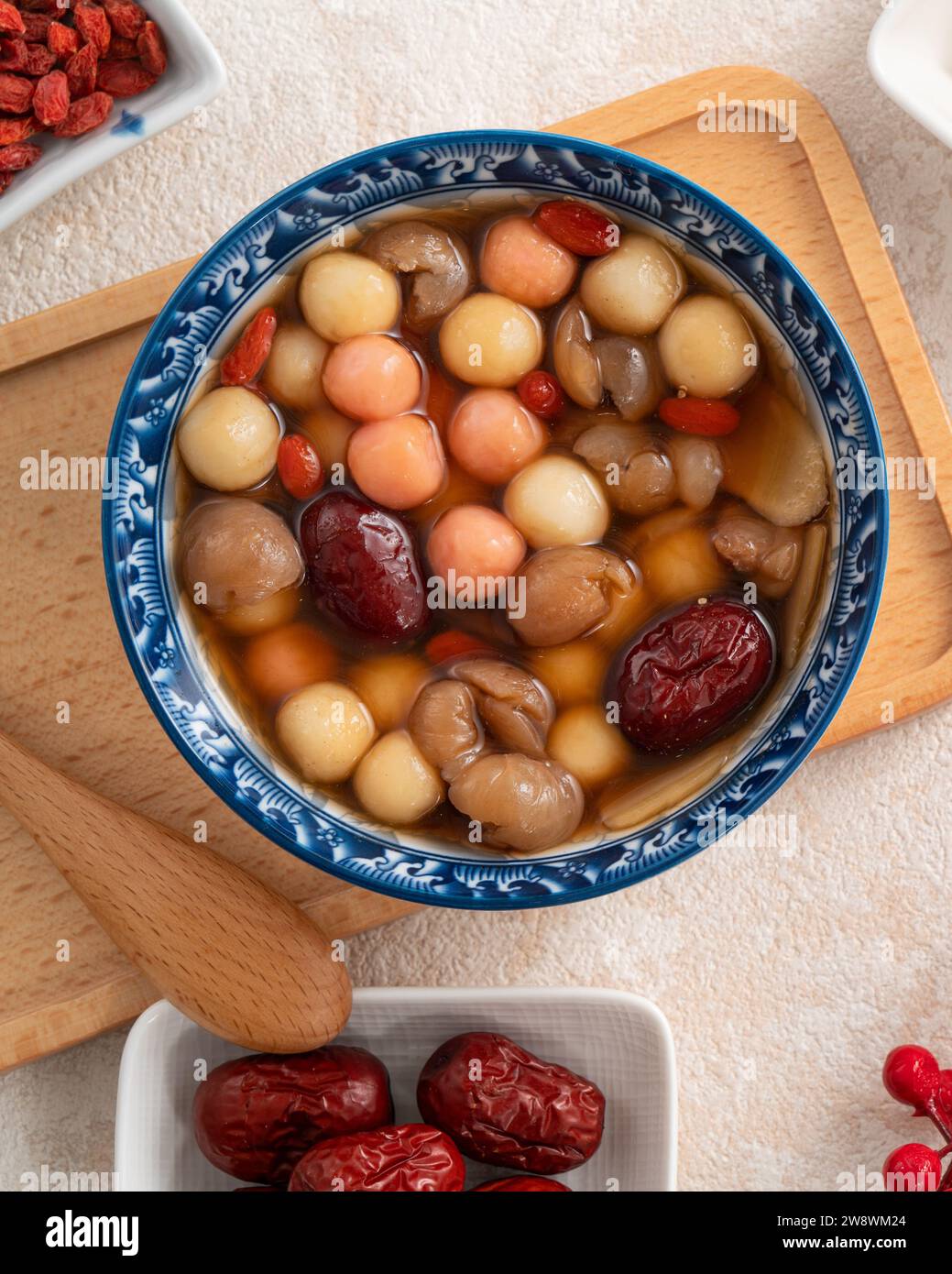 Little homemade red and white tangyuan, tang yuan, rice dumpling balls ...